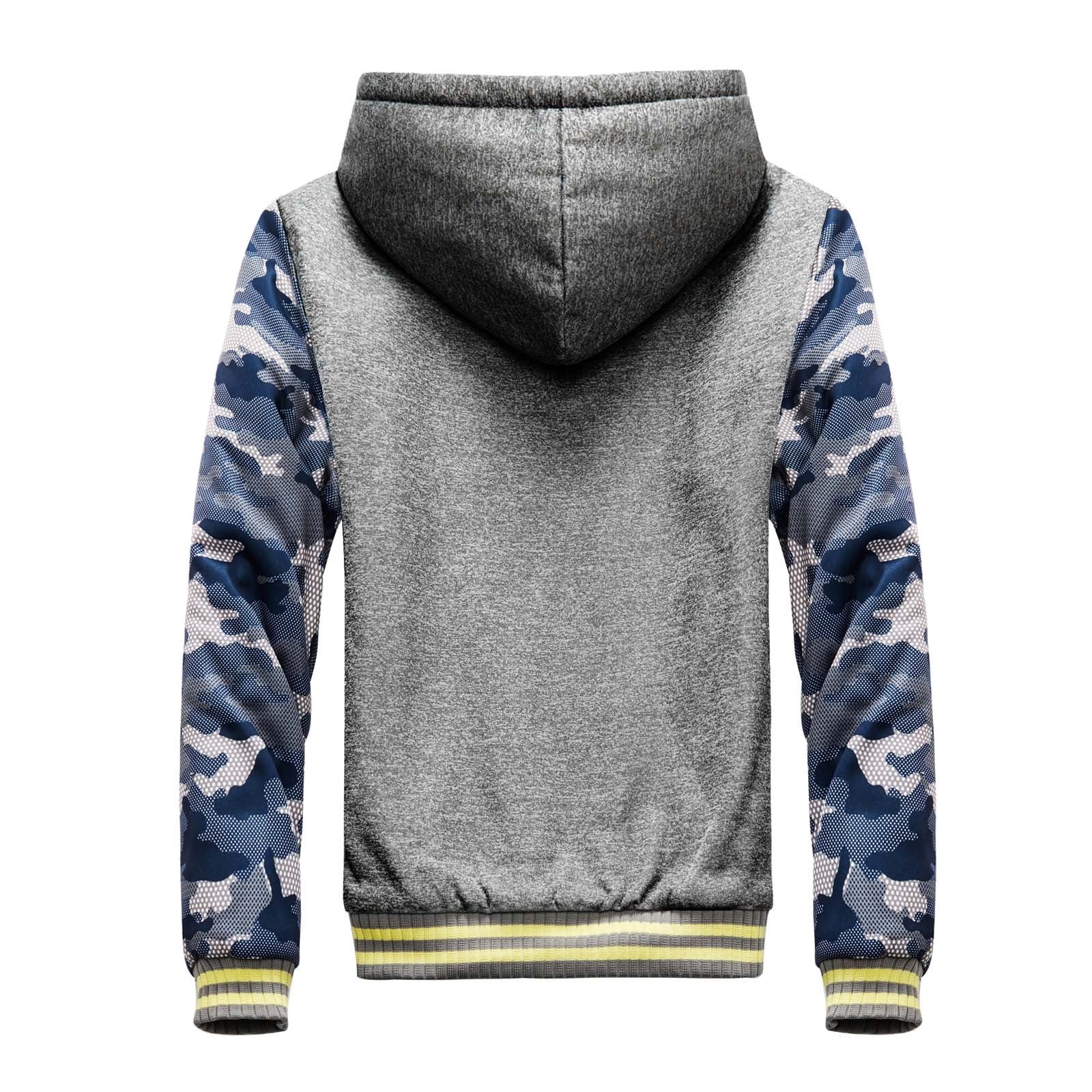 Men's Fleece Hoodie, Full Zip up Sherpa Thermal Jackets Fleece Lined ...