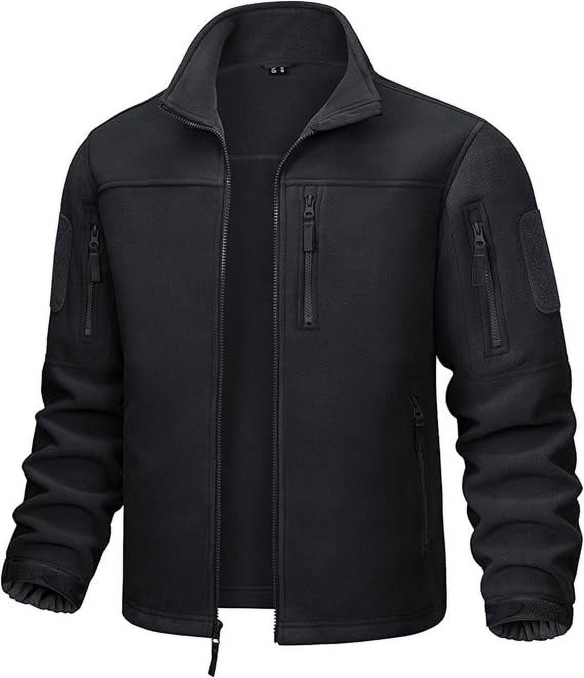 Men's Fleece Jacket Tactical Full-Zip Winter Coat Jackets Multi Pockets ...