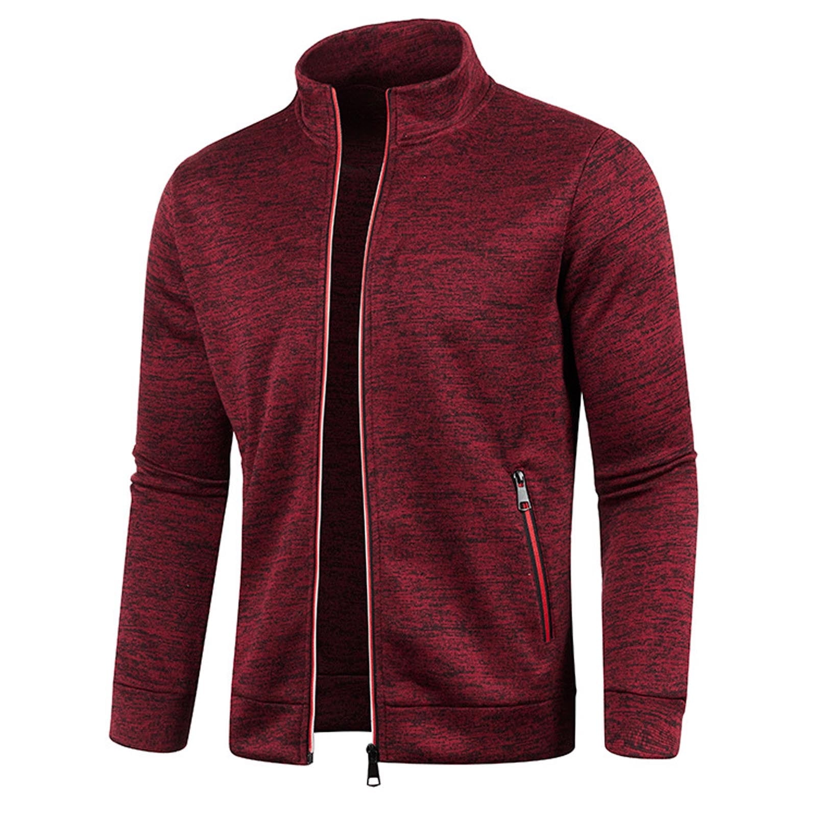 Men’s Fleece Jacket with Zipper Pockets No Hooded Full Zip Lightweight ...