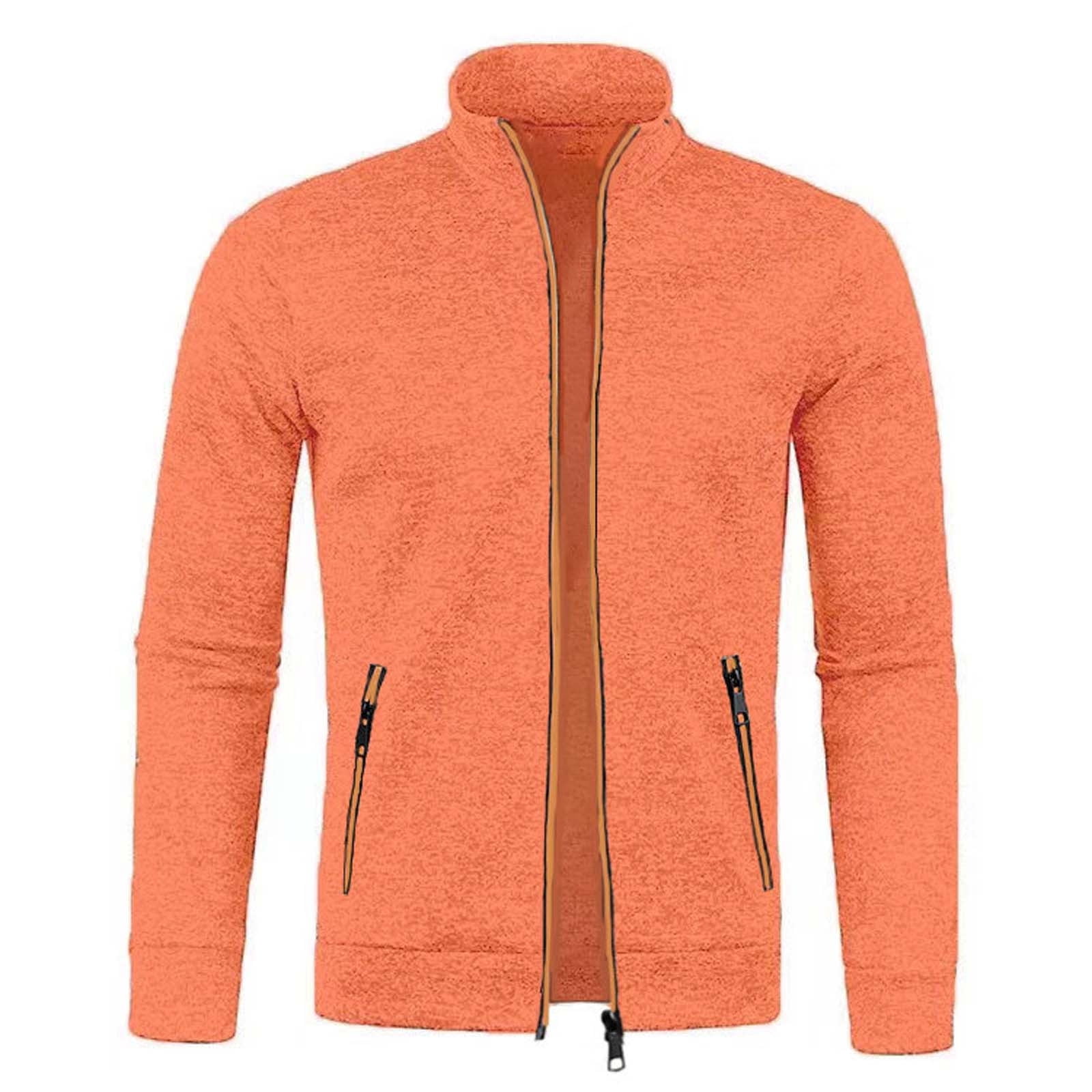 Men's Fleece Jackets Lightweight Stand Collar Jacket Soft Windproof ...