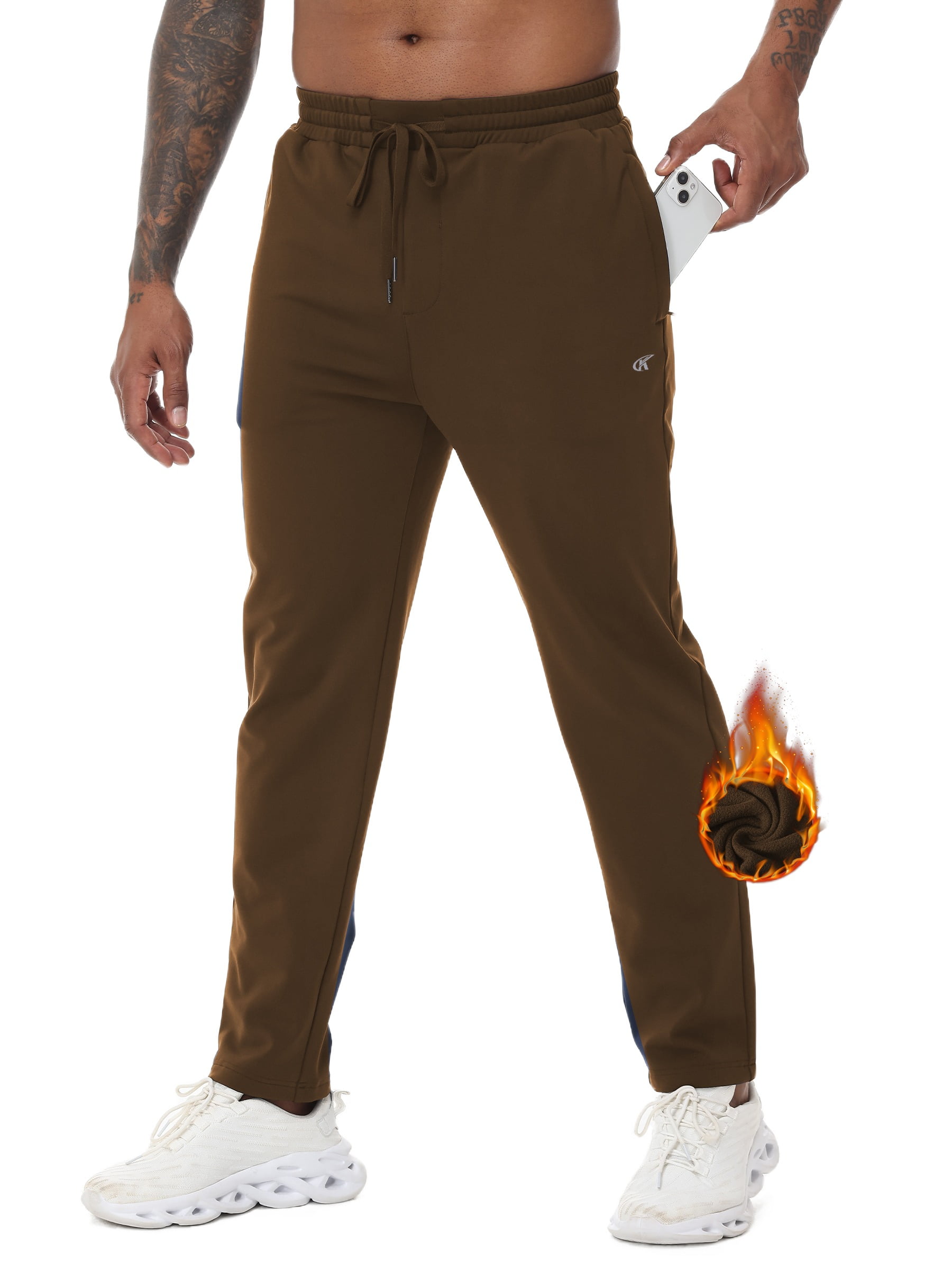 NEIKU Men's Winter Warm Fleece Jogging Pants Water Resistant With 3 ...