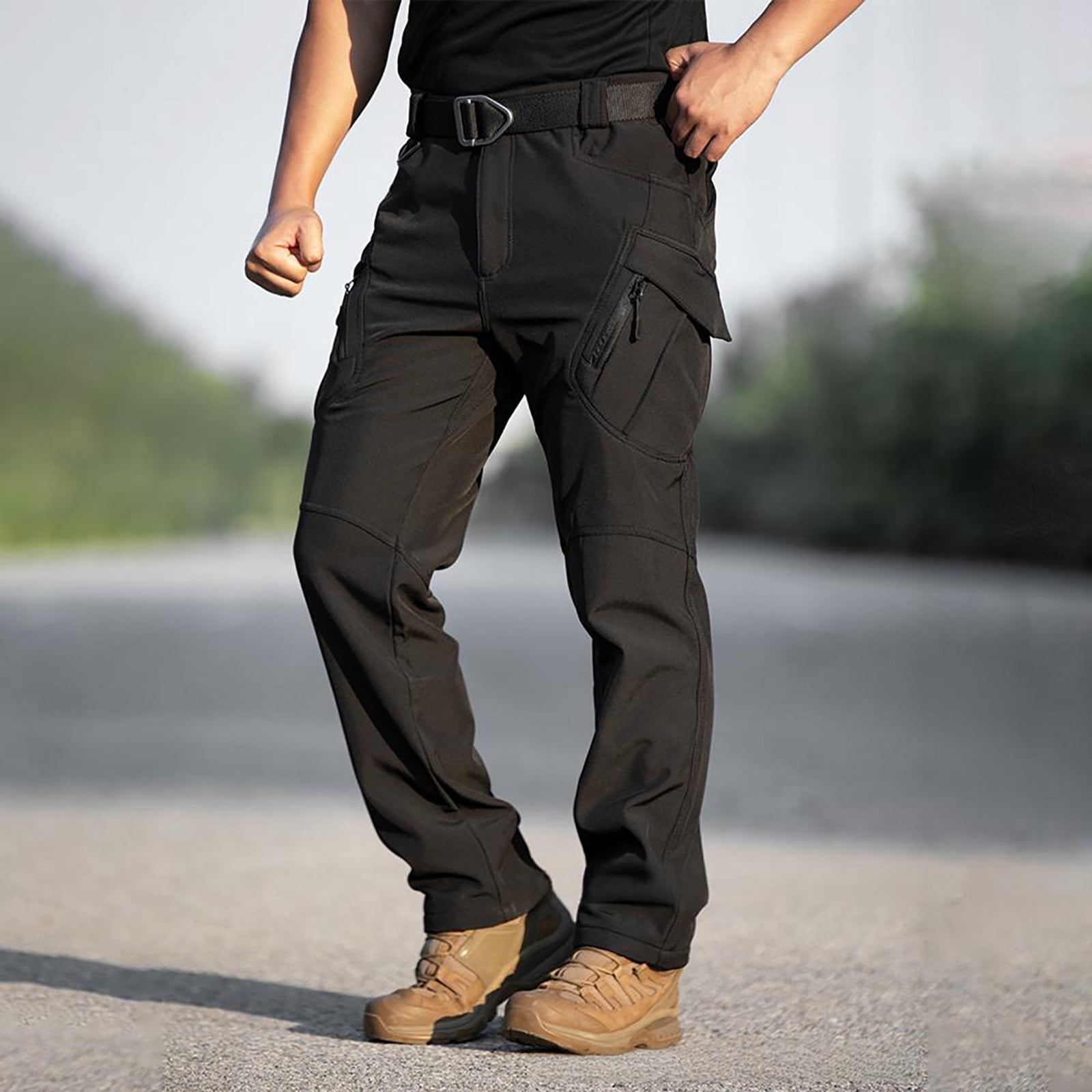 Men's Fleece Lined Tactical Pants Waterproof Hiking Pants Casual ...