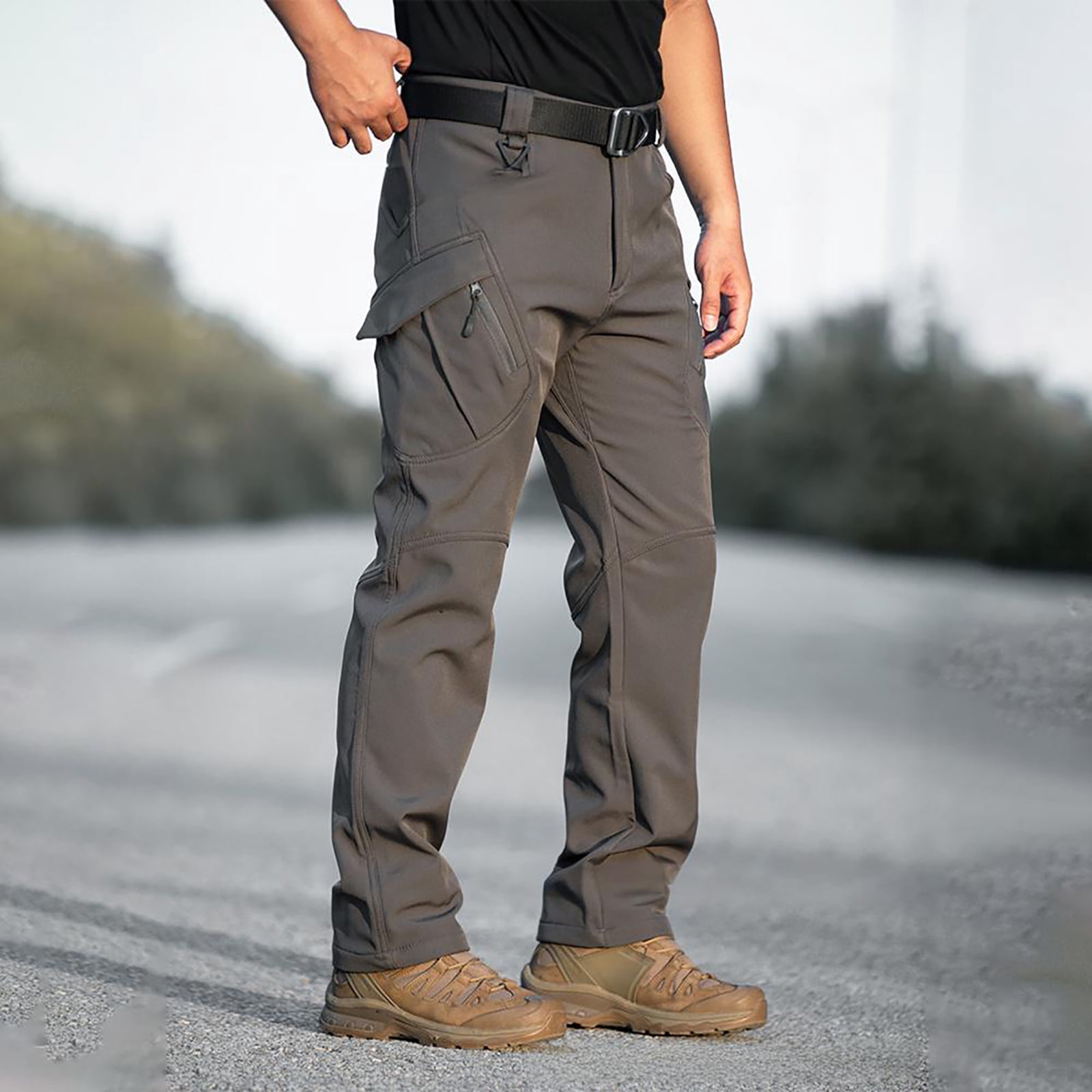 Men's Winter Tactical Cargo Pants - Thermal Fleece Lined Softshell ...