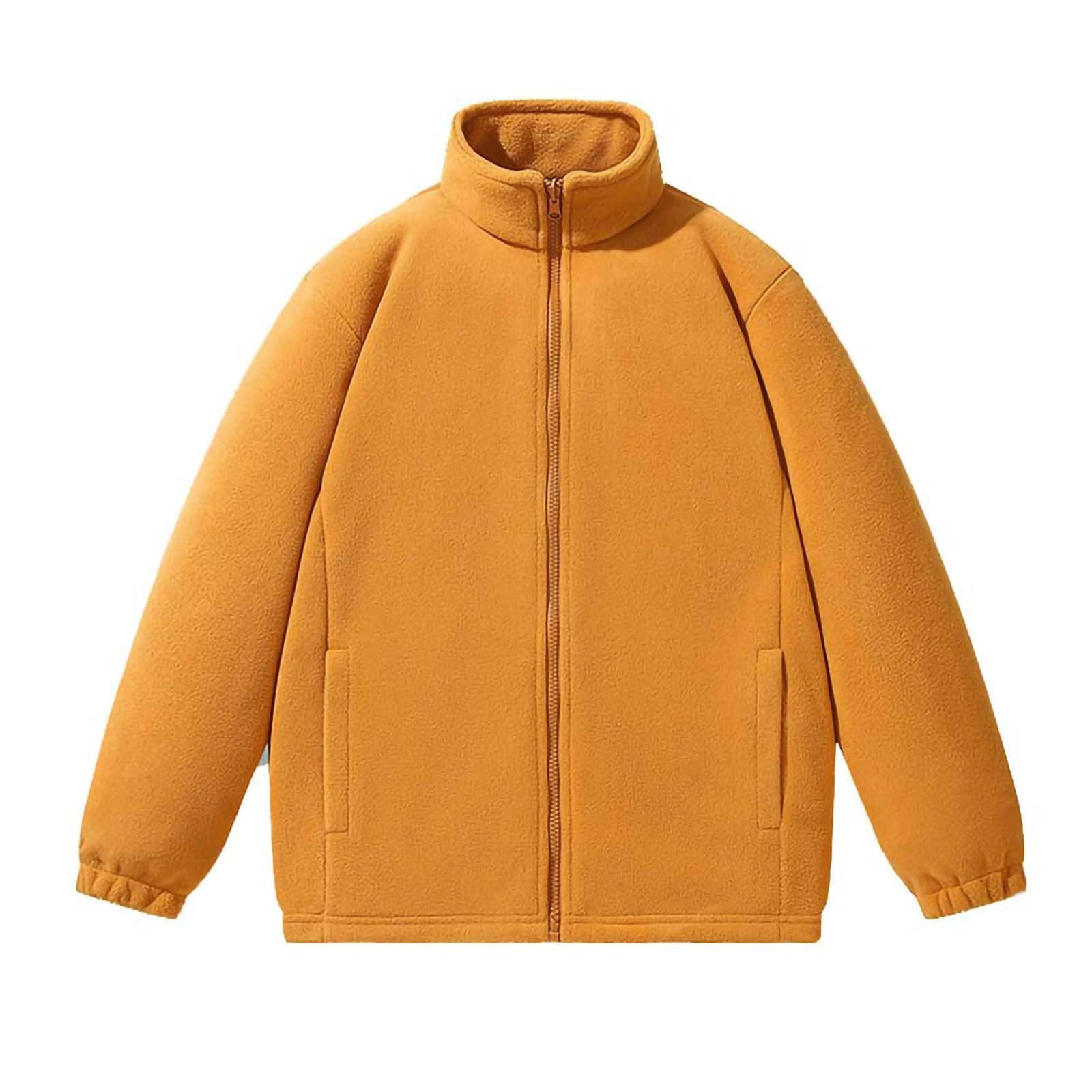 Men's Fleece Long Sleeve Tops Solid Color Outdoor Stand Up Collar ...