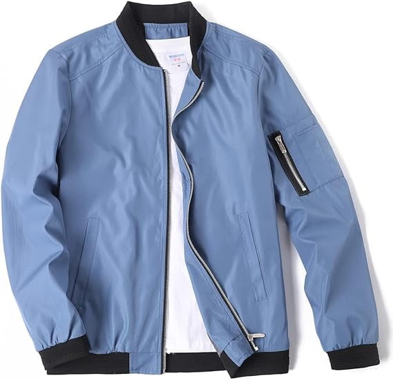 Men's Flight Bomber Jacket Lightweight Softshell Coat Sportwear Zipper ...