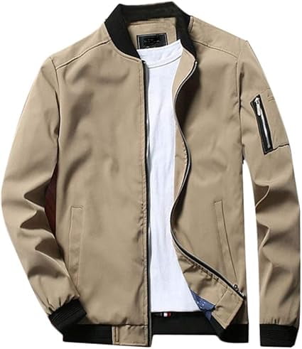 Men's Flight Bomber Jacket Lightweight Softshell Coat Sportwear Zipper ...