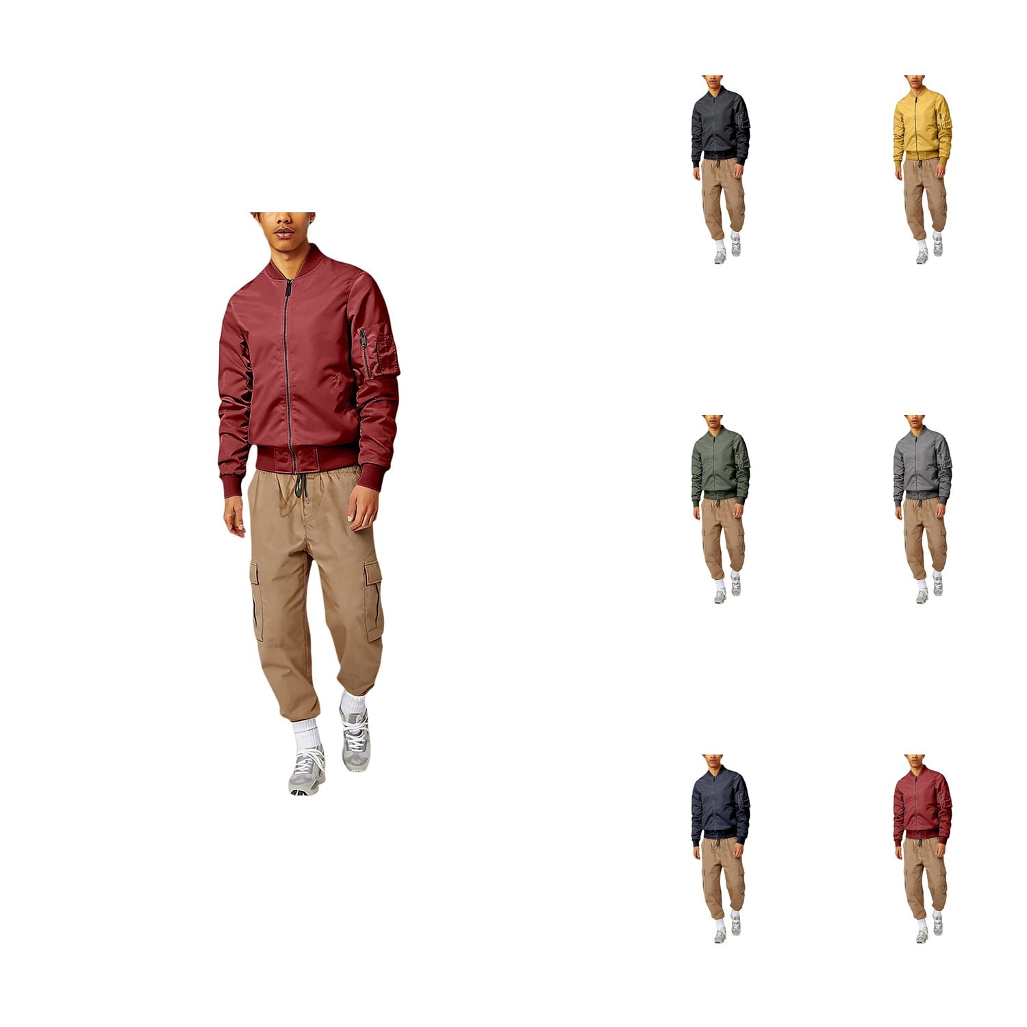Men's Flight Jacket Coat with Matching Pants, Casual Autumn Winter ...