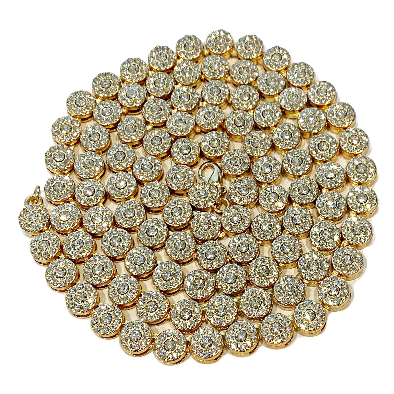 Men's Flower Cluster Hip Hop Chain Flooded Out Bling Iced Gold Finish 1 ...