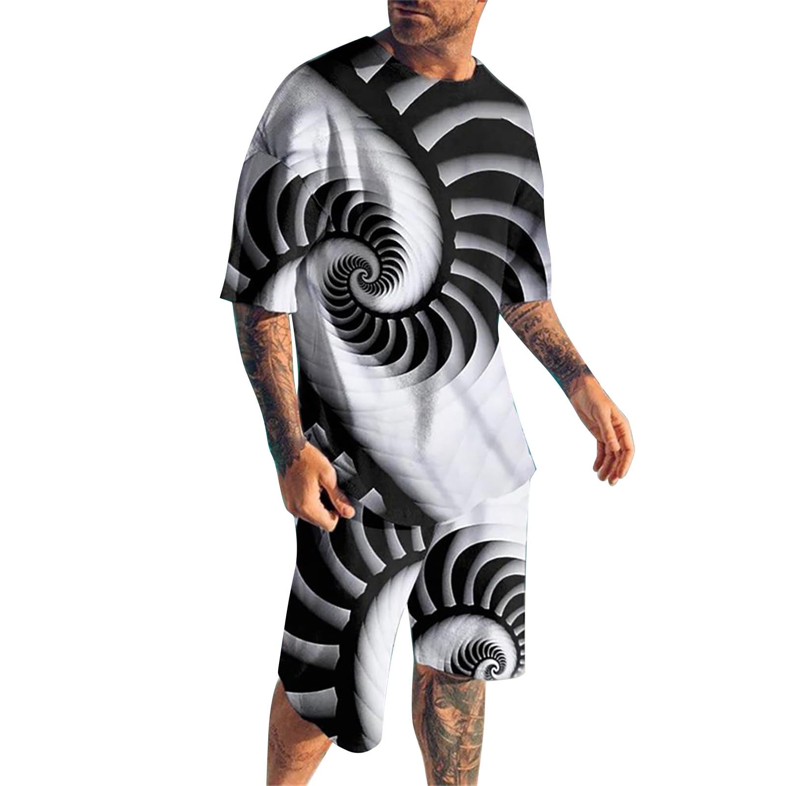 Men's Flower Shirt Short 2 Piece Hawaiian Sets Casual Button Down ...