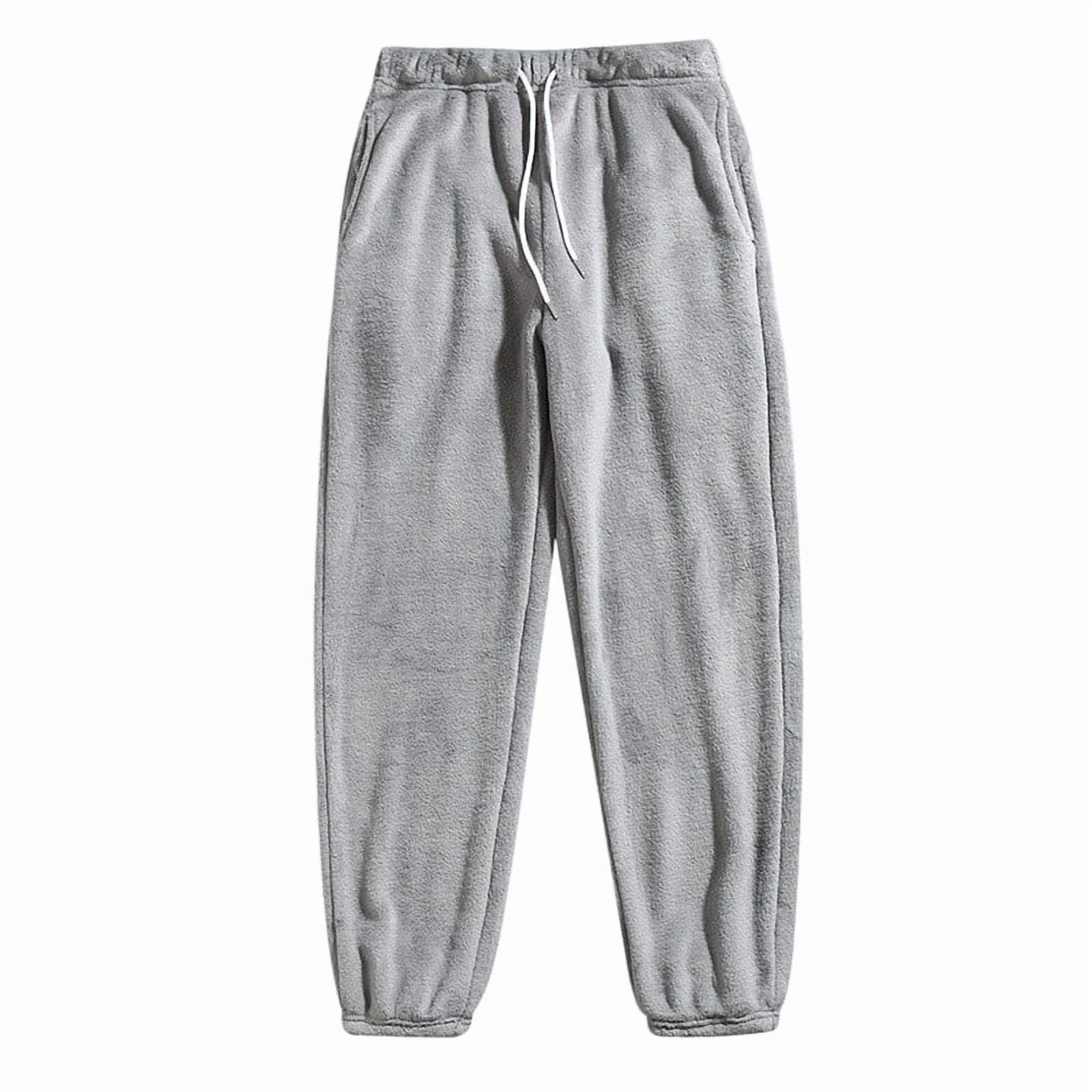 Men's Fluffy Teddy Beam Feet Pants Plush Warm Soft Pajama Pants Winter ...