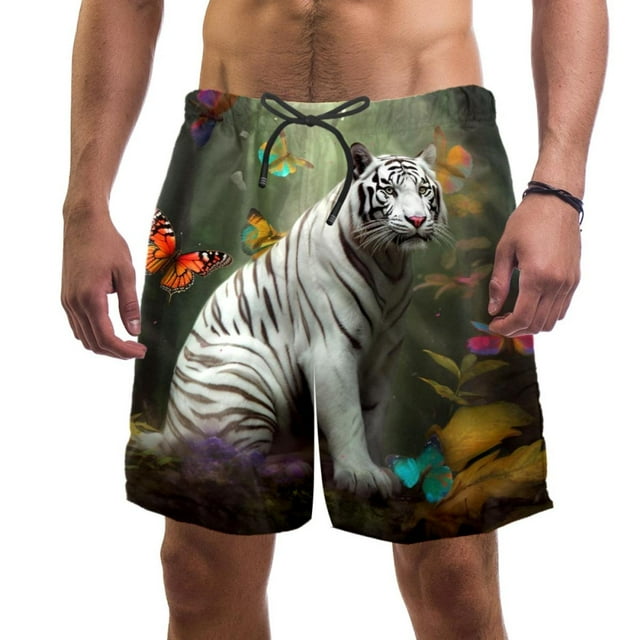 Men's Forest Tiger Swim Trunks Quick Dry Board Shorts Bathing Suits ...