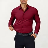 Men's Formal Dress Shirts Long Sleeve Button Down Stretch Business ...
