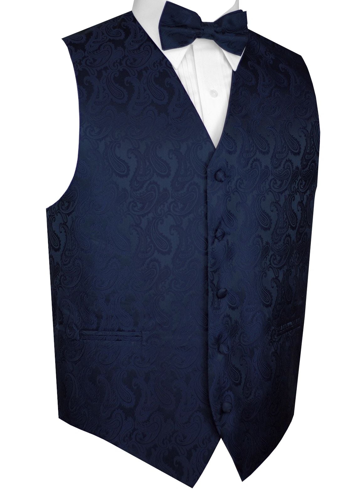 Mens Formal Prom Wedding Tuxedo Vest Bow Tie And Hankie Set In Navy