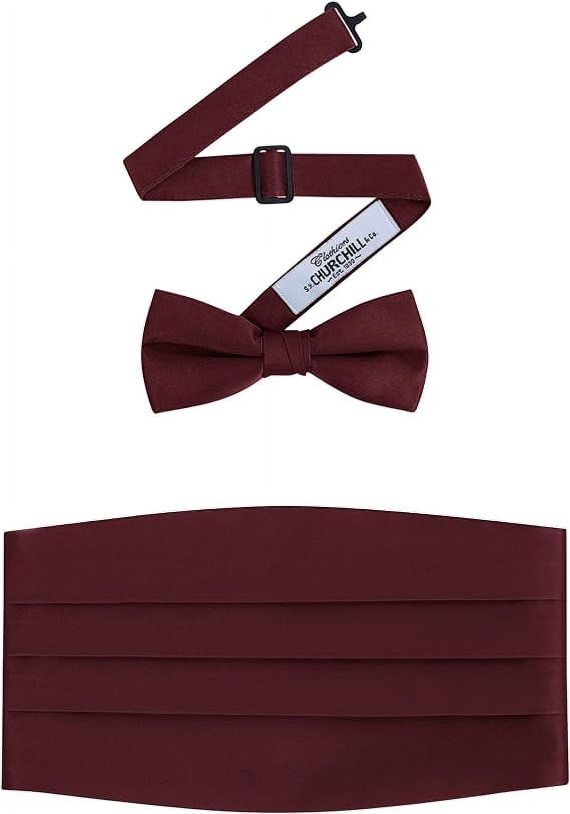Men's Formal Satin Bowtie and Cummerbund Set - Burgundy, By S. H ...