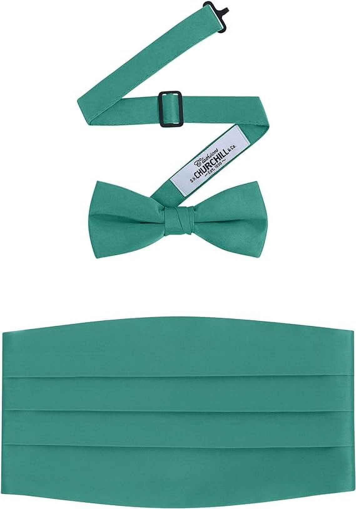 Men's Formal Satin Bowtie and Cummerbund Set - Emerald Green, By S. H ...