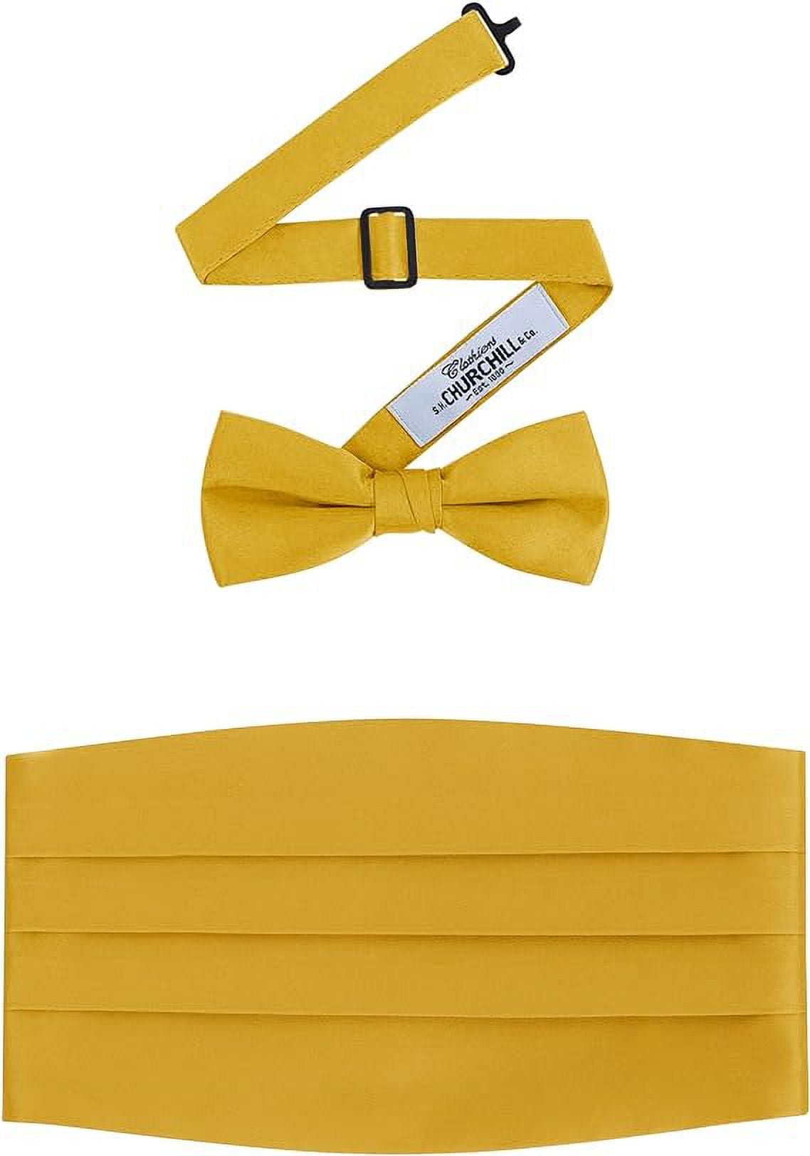 Men's Formal Satin Bowtie and Cummerbund Set - Gold, By S. H. Churchill ...