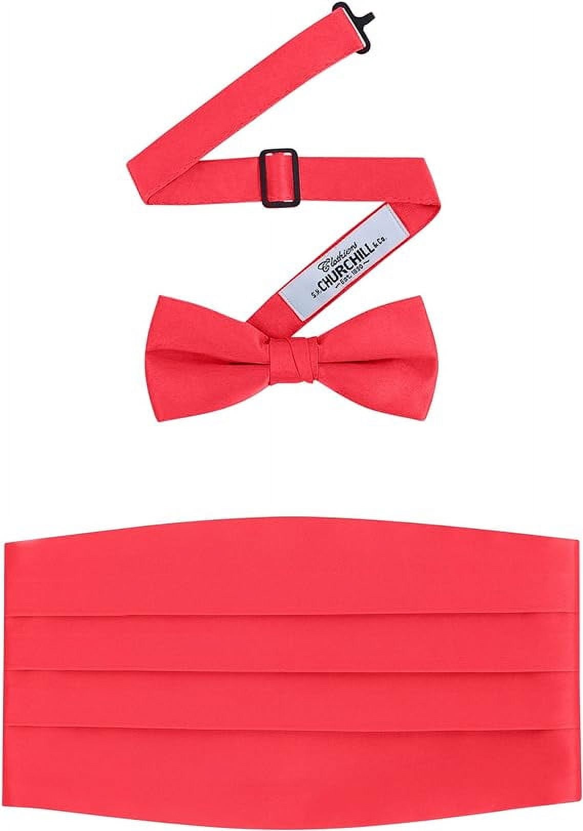 Men's Formal Satin Bowtie and Cummerbund Set - Red, By S. H. Churchill ...