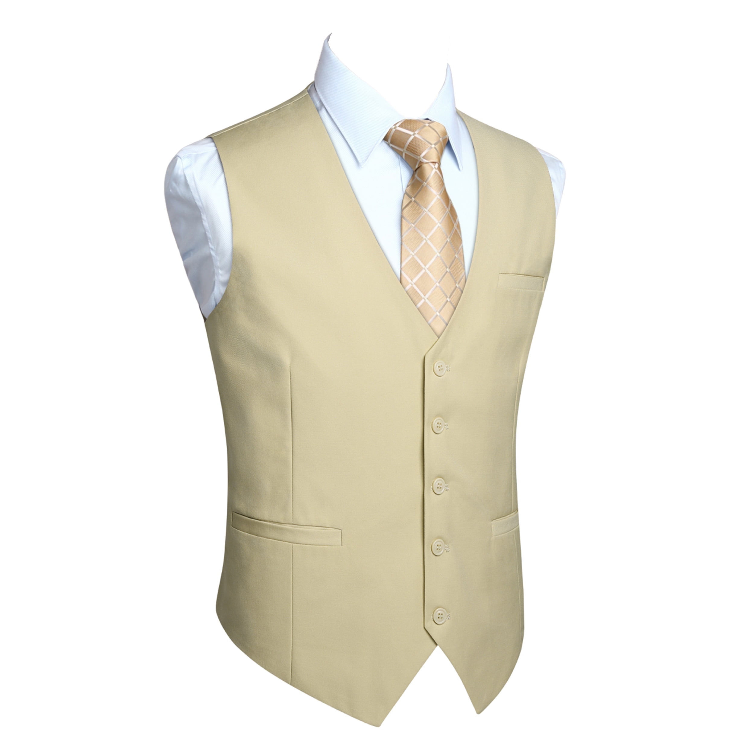 Men's Beige Suit Vests Formal Slim Fit Dress Vest Casual Lightweight ...