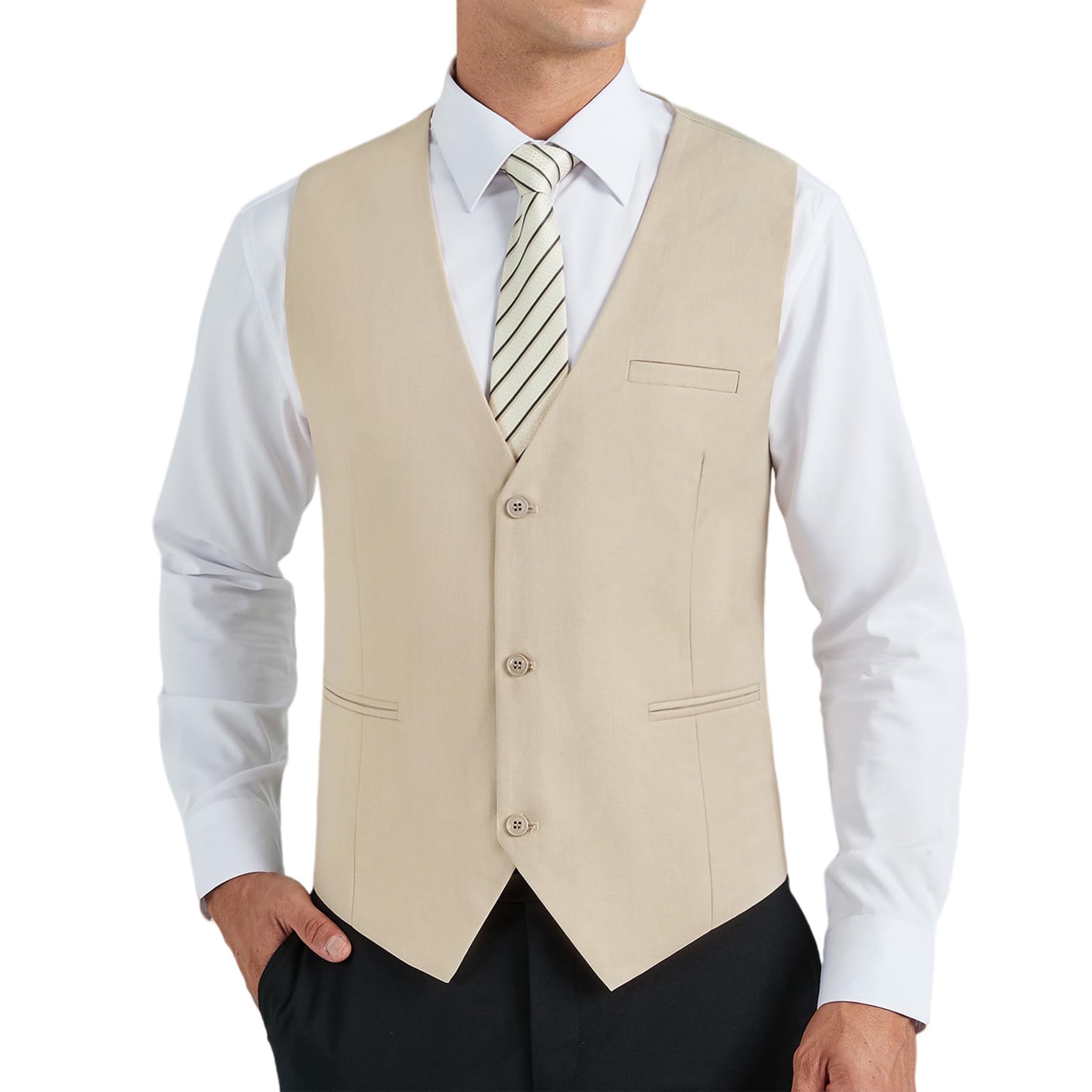 Vest for Men Formal Business Suit Vests Classic Solid Color Dress ...