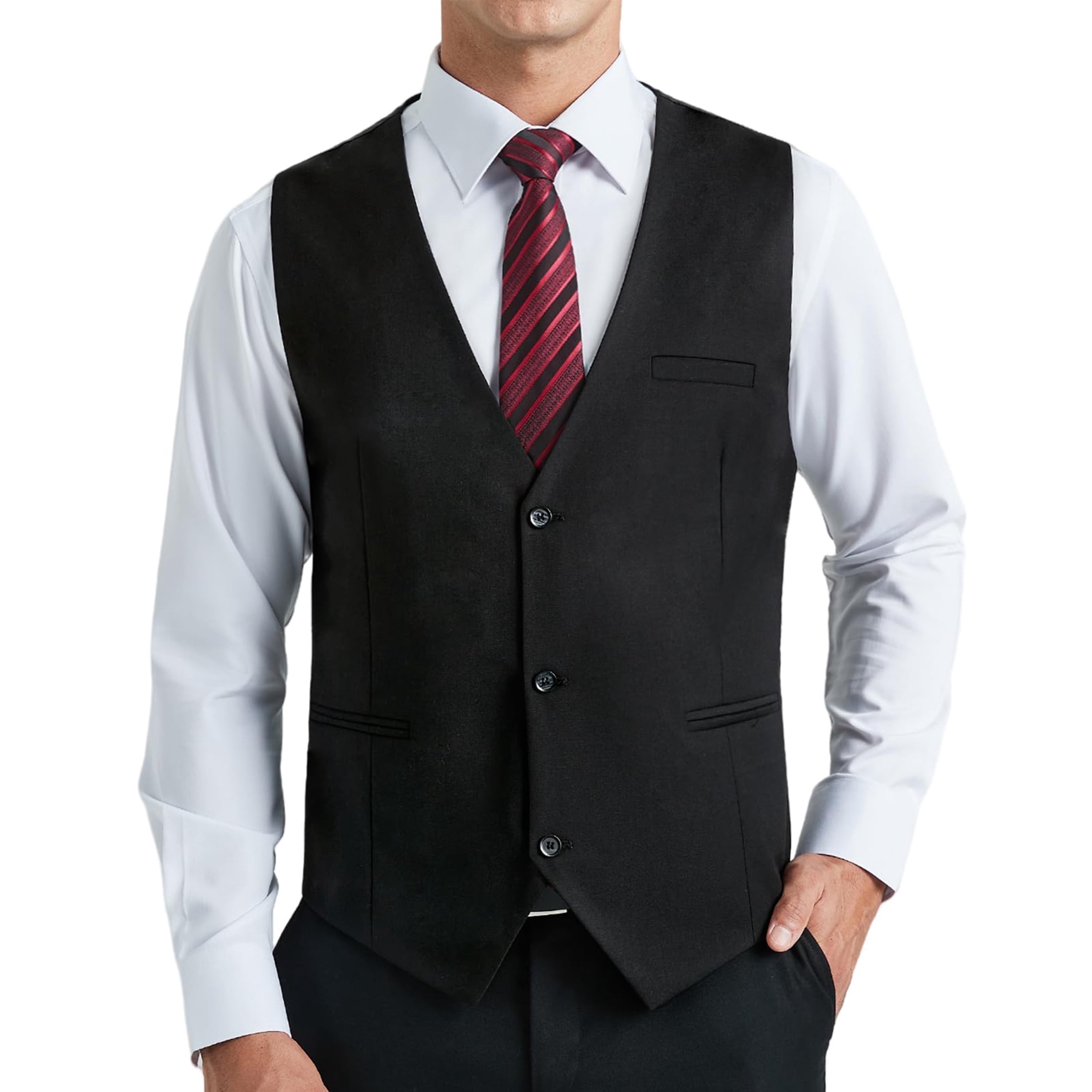 Sumtumn Men's Suit Vest, L, Black Polyester with 3 Pockets - Walmart.com
