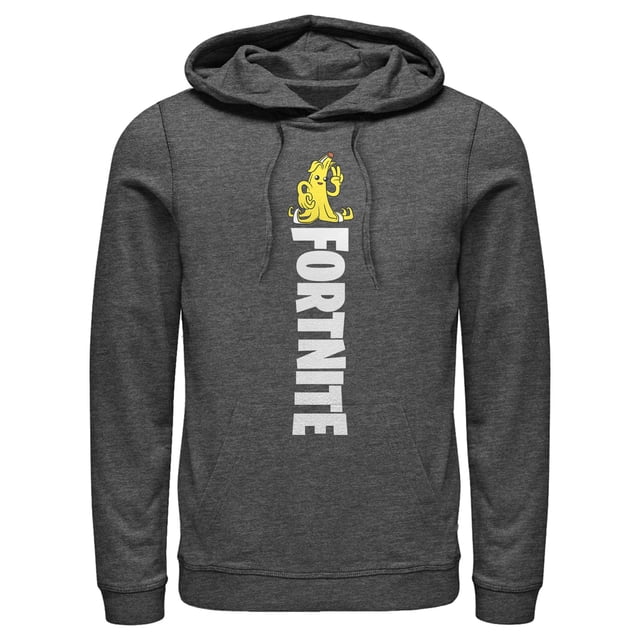 Men's Fortnite Peely Peace Sign Logo Pull Over Hoodie Charcoal Heather ...