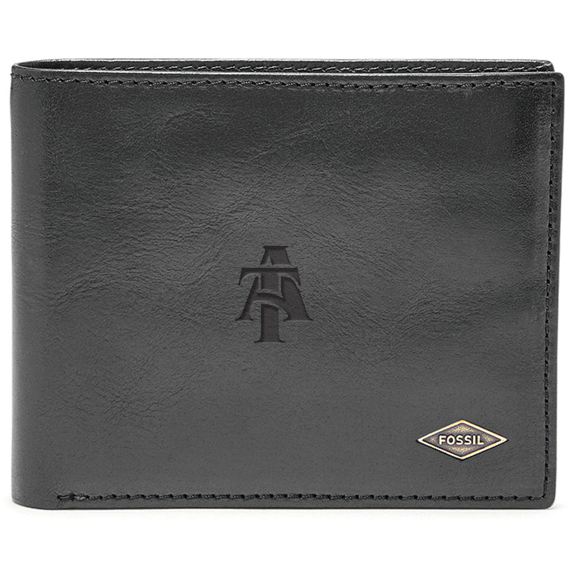 Men's Fossil Black North Carolina A&T Aggies Leather Ryan RFID Flip ID ...