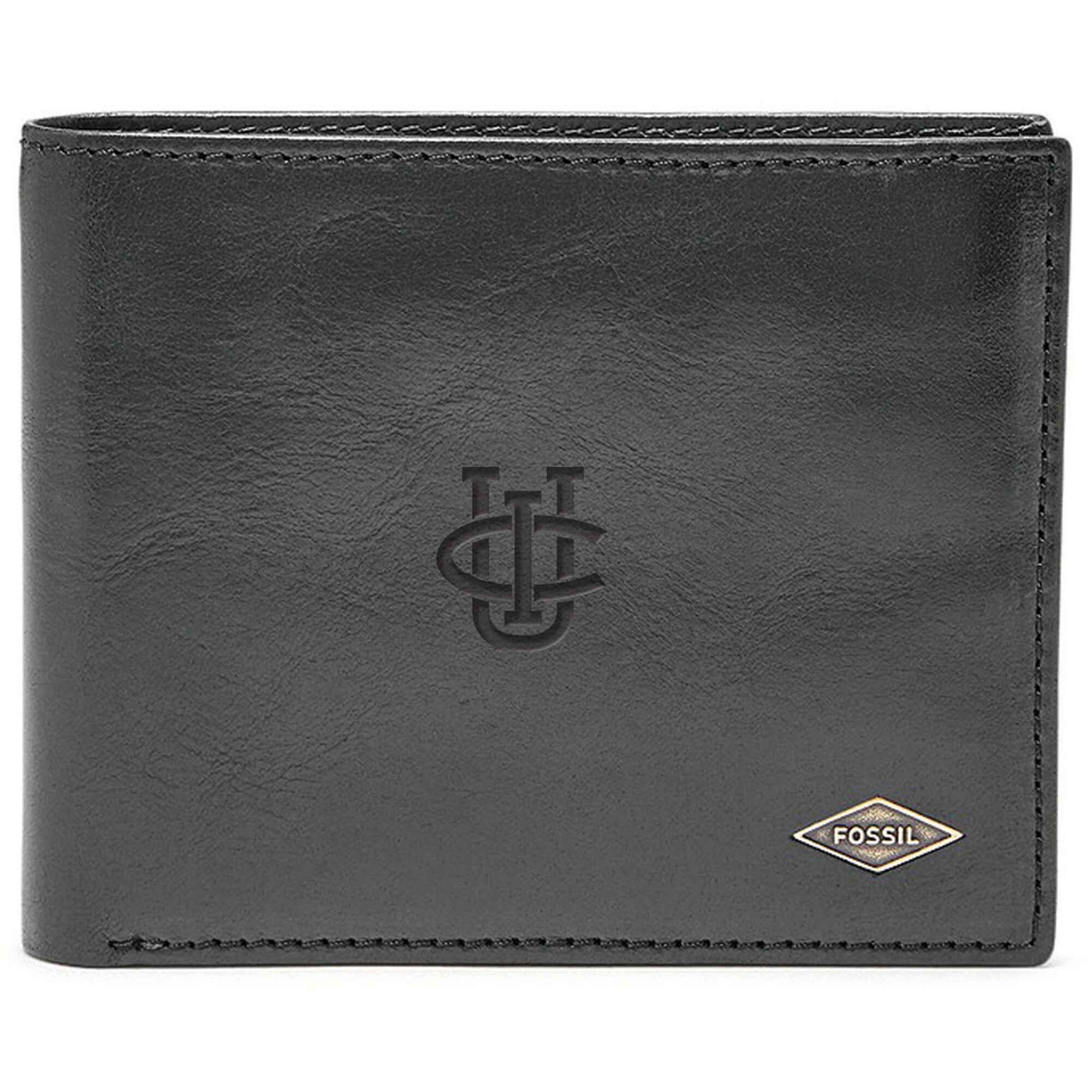 Men's Fossil Black UC Irvine Anteaters Leather Ryan RFID Flip ID Bifold ...
