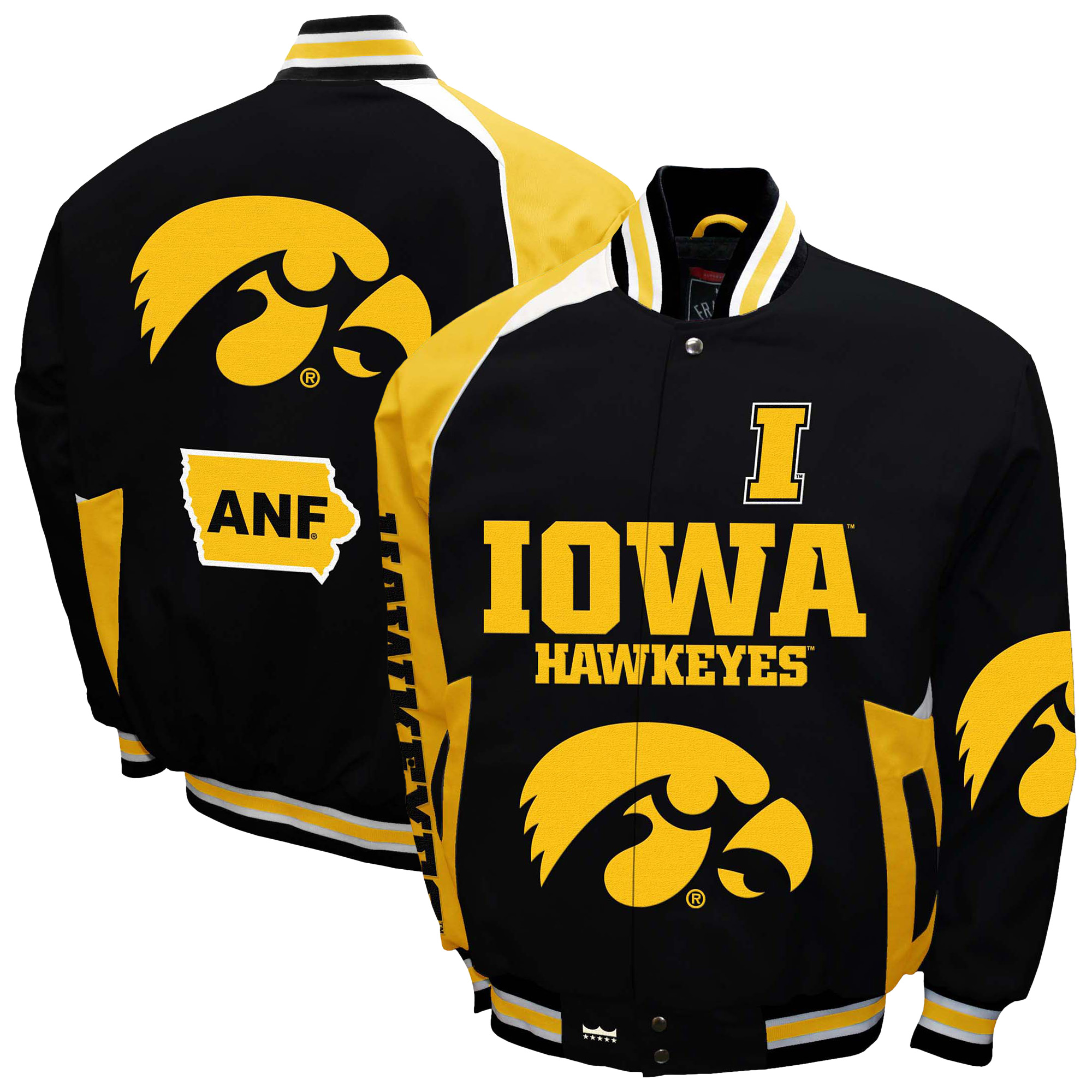 Men's Franchise Club Black Iowa Hawkeyes Spirit Cotton Twill Full-Snap ...