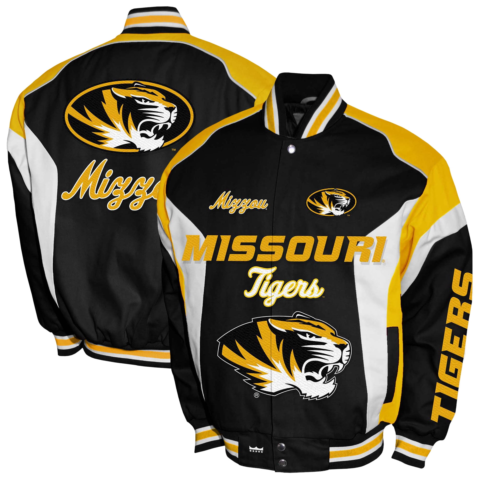 Men's Franchise Club Black Missouri Tigers Driven Full-Zip Twill Jacket ...