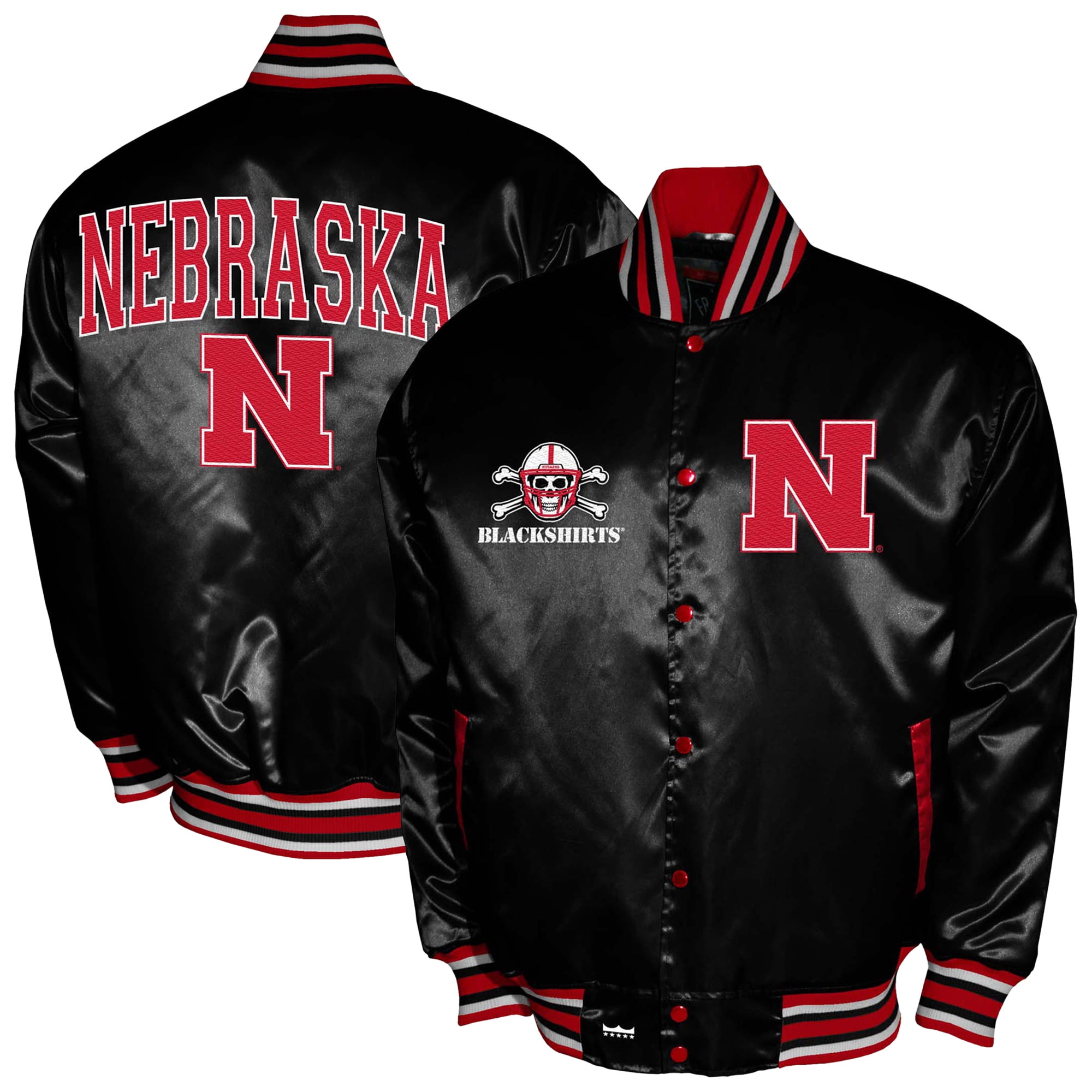 Men's Franchise Club Black Nebraska Huskers Satin Full-Snap Jacket ...