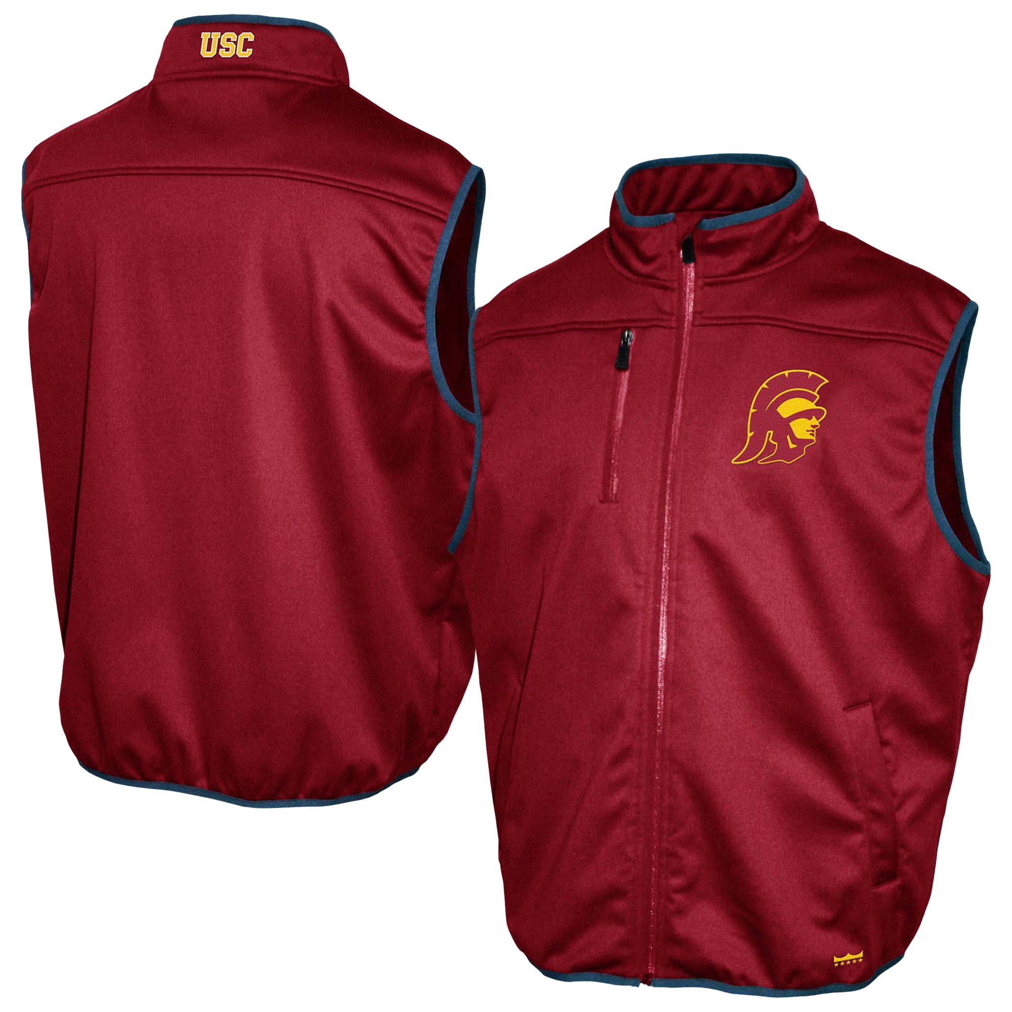Men's Franchise Club Cardinal USC Trojans Softshell Full-Zip Vest ...