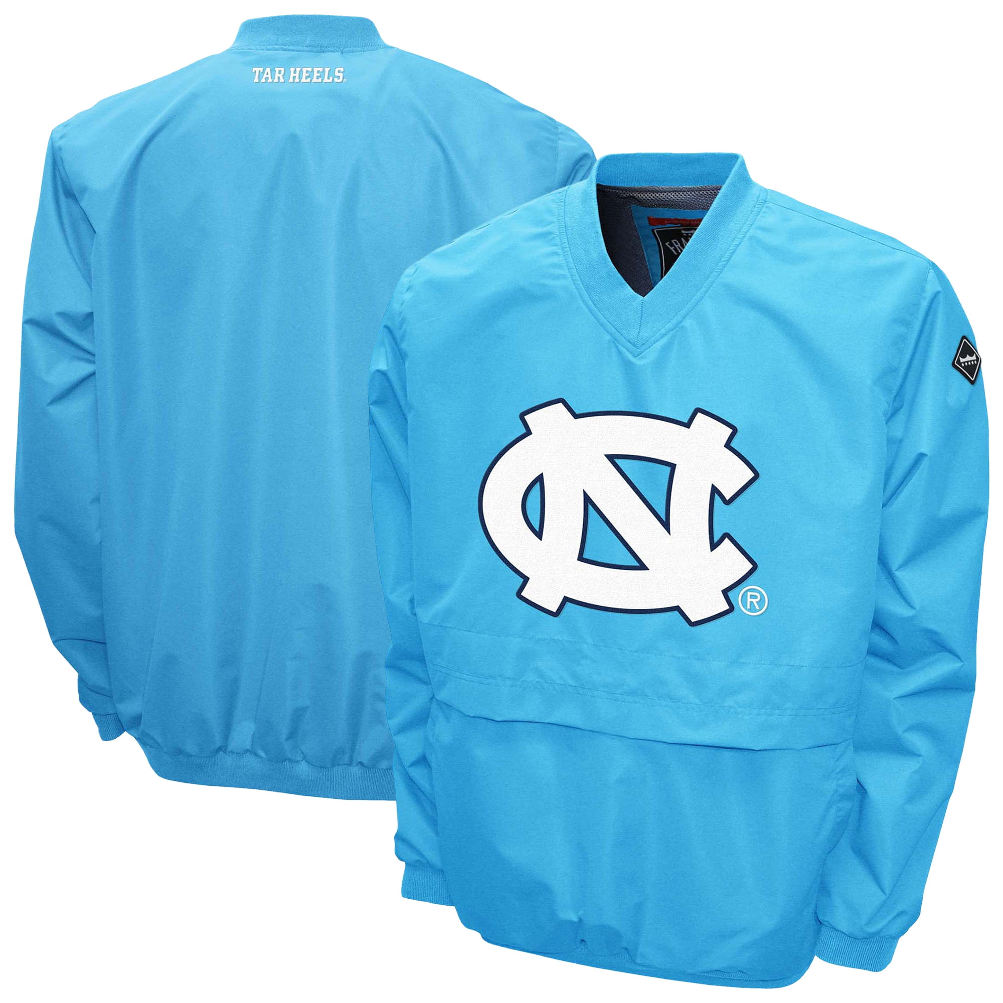 Men's Franchise Club Carolina Blue North Carolina Tar Heels Big Logo Windshell V-Neck Pullover ...