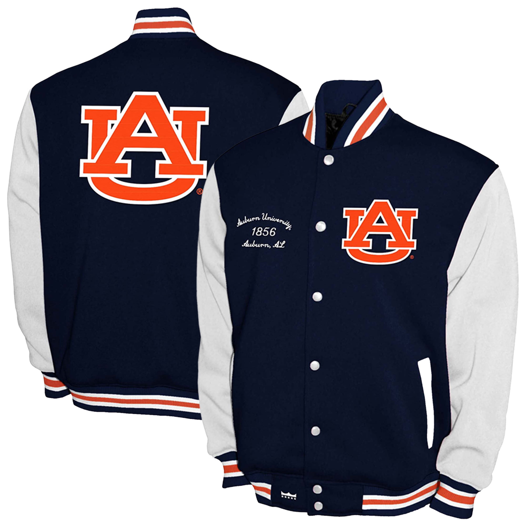Men's Franchise Club Navy Auburn Tigers Fleece Varsity Full-Snap Jacket ...