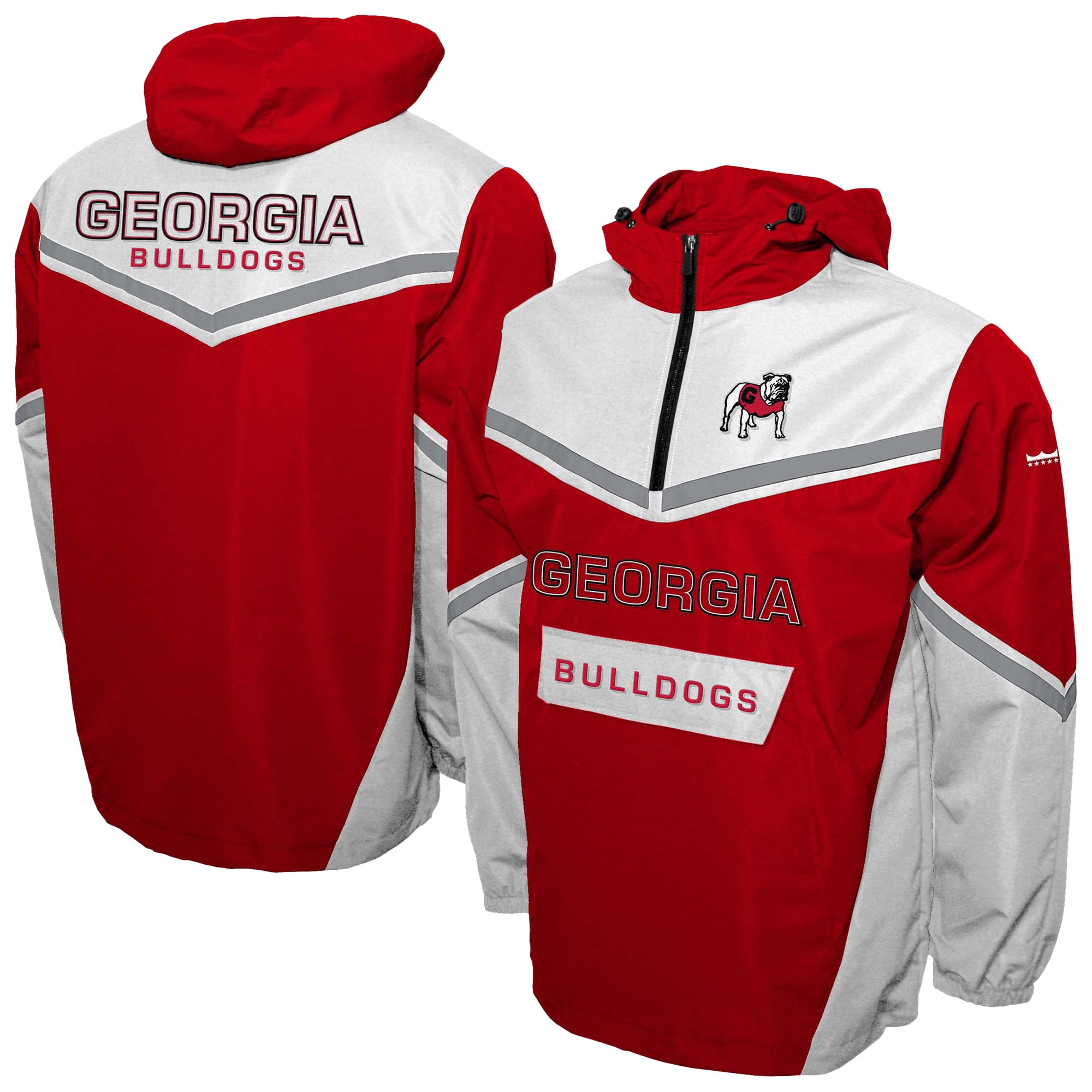 Men's Franchise Club Red Georgia Bulldogs Action Anorak Half-Zip Jacket ...
