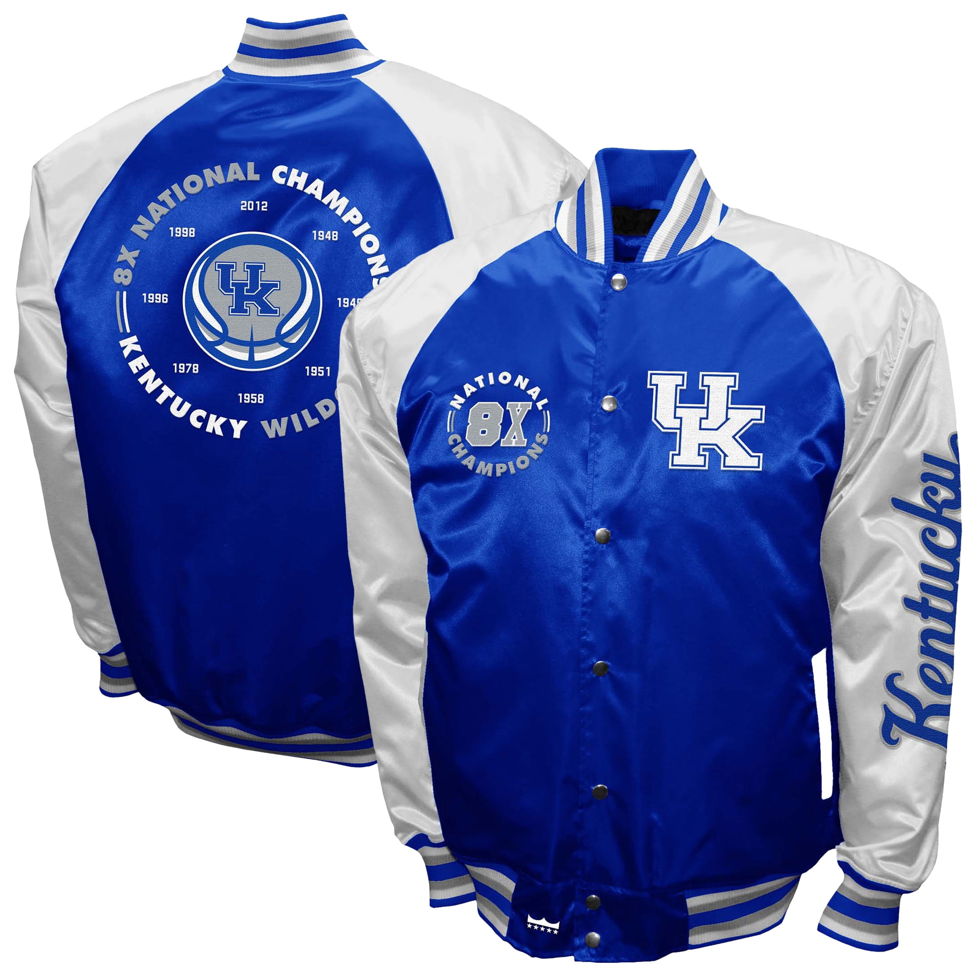 Men's-Franchise Club Royal Kentucky Wildcats Satin Full-Snap Jacket ...
