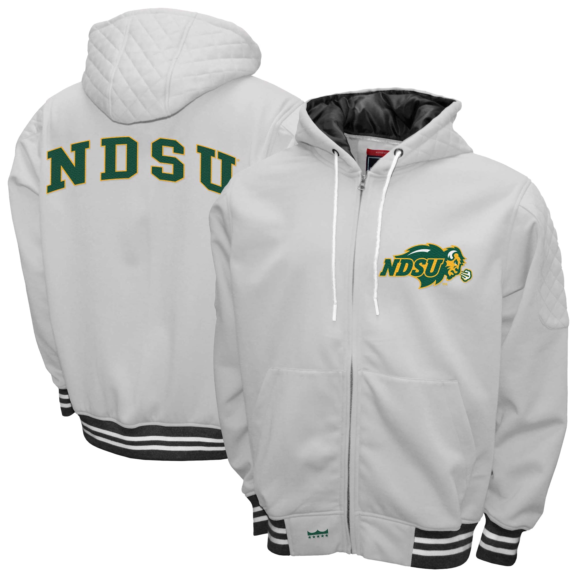 Men's Franchise Club White NDSU Bison Grind Full-Zip Hoodie Jacket ...