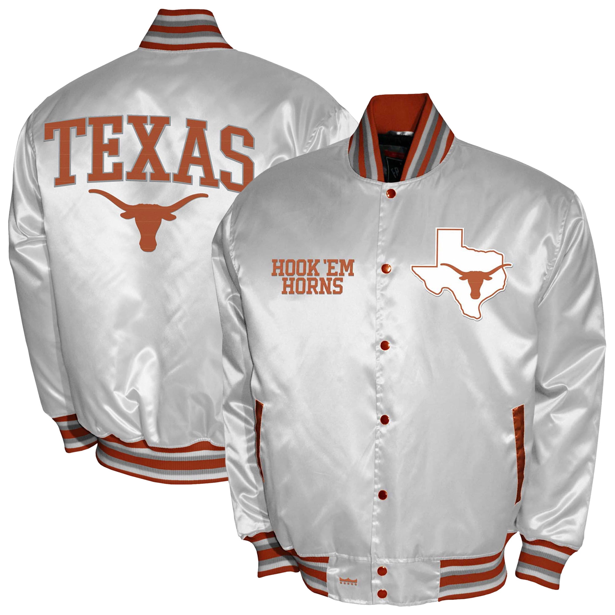 Men's Franchise Club White Texas Longhorns Satin Full-Snap Jacket ...