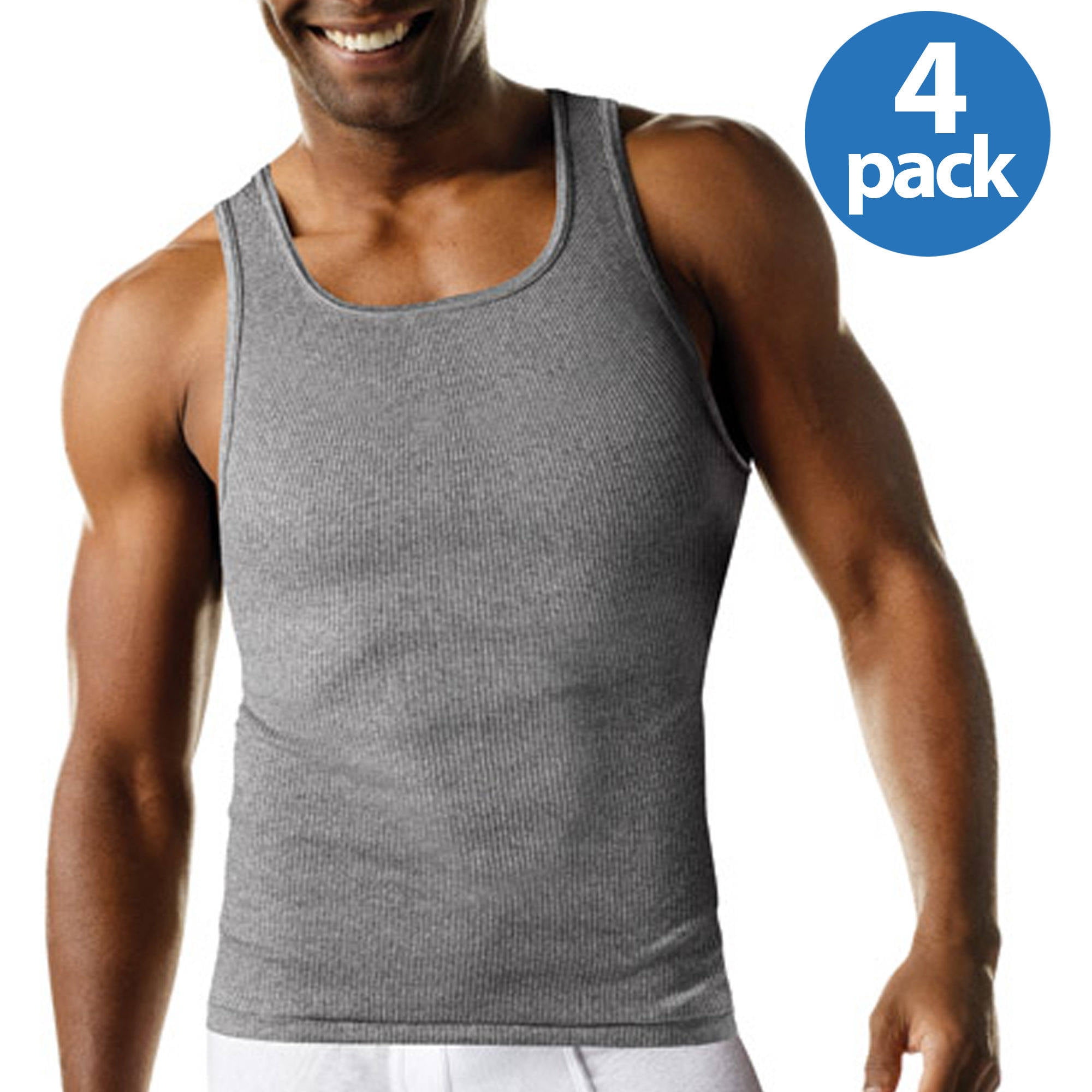 Men's FreshIQ ComfortSoft Dyed Tagless Tanks 4-Pack - Walmart.com