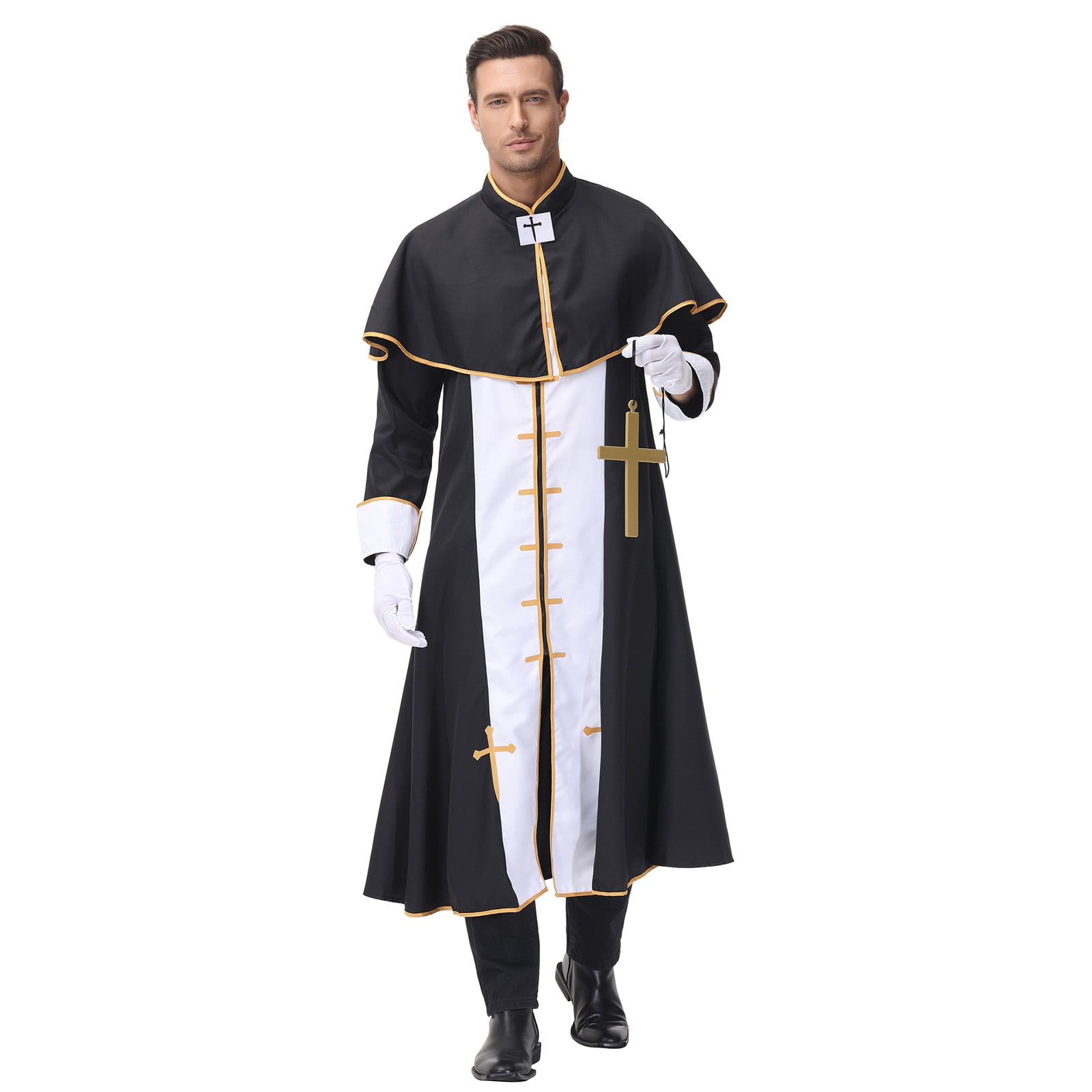 Men's Friar Hooded Gothic Clothing Men Monk Priest Robe Tunic Purple ...