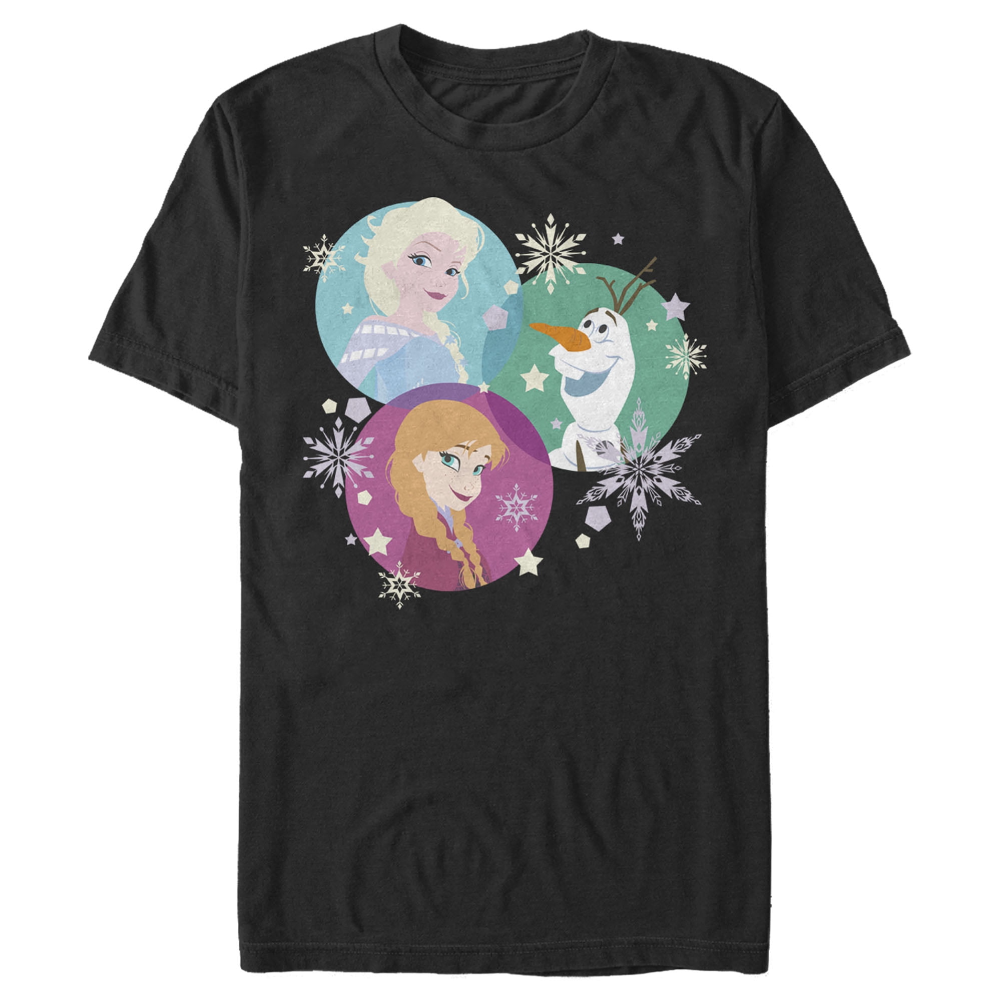 Men's Frozen Character Snowflakes Graphic Tee Black Medium - Walmart.com