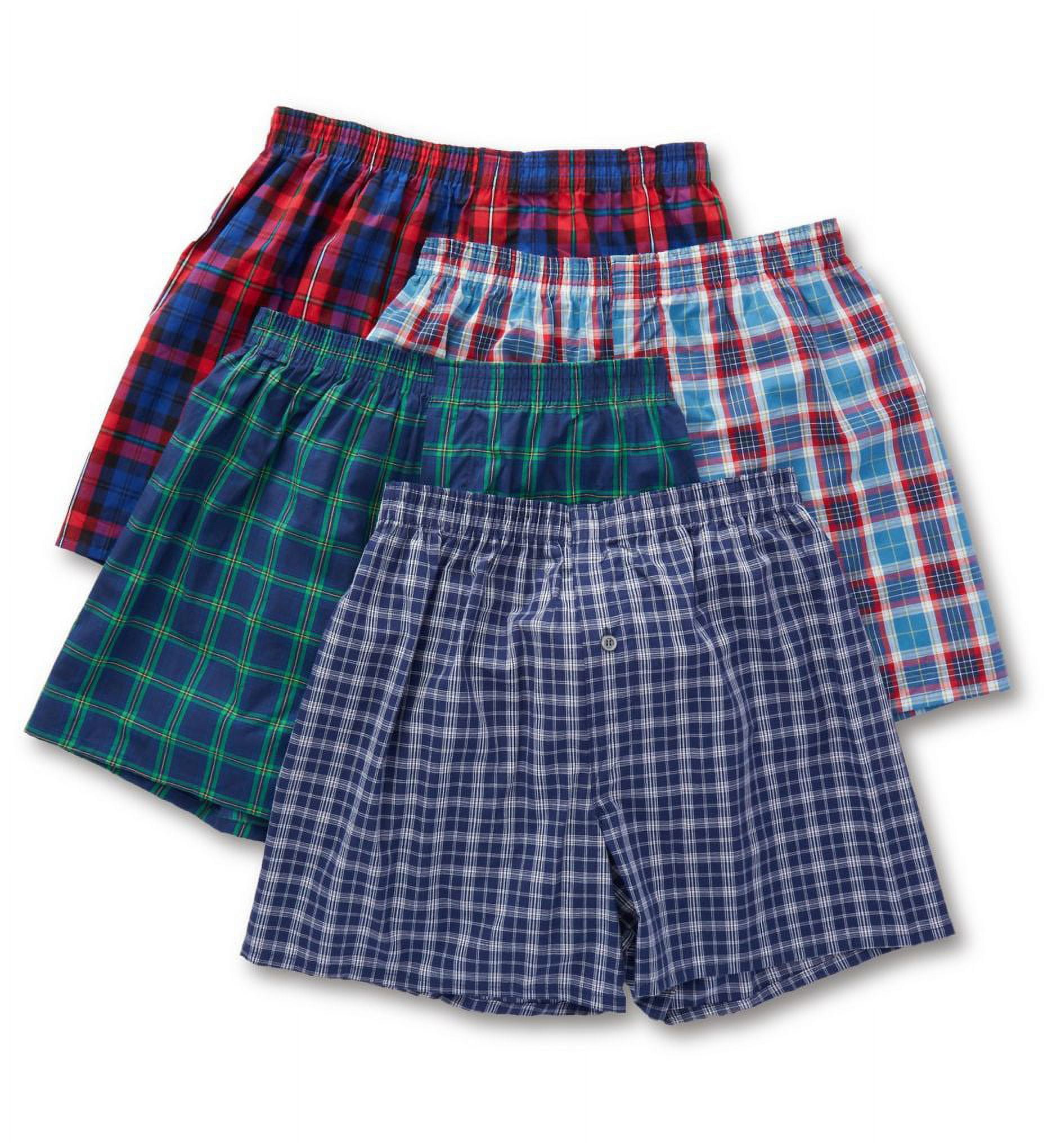 Fruit of the Loom Men's Tartan Cotton Boxers, Woven, Relaxed Fit, 4 ...