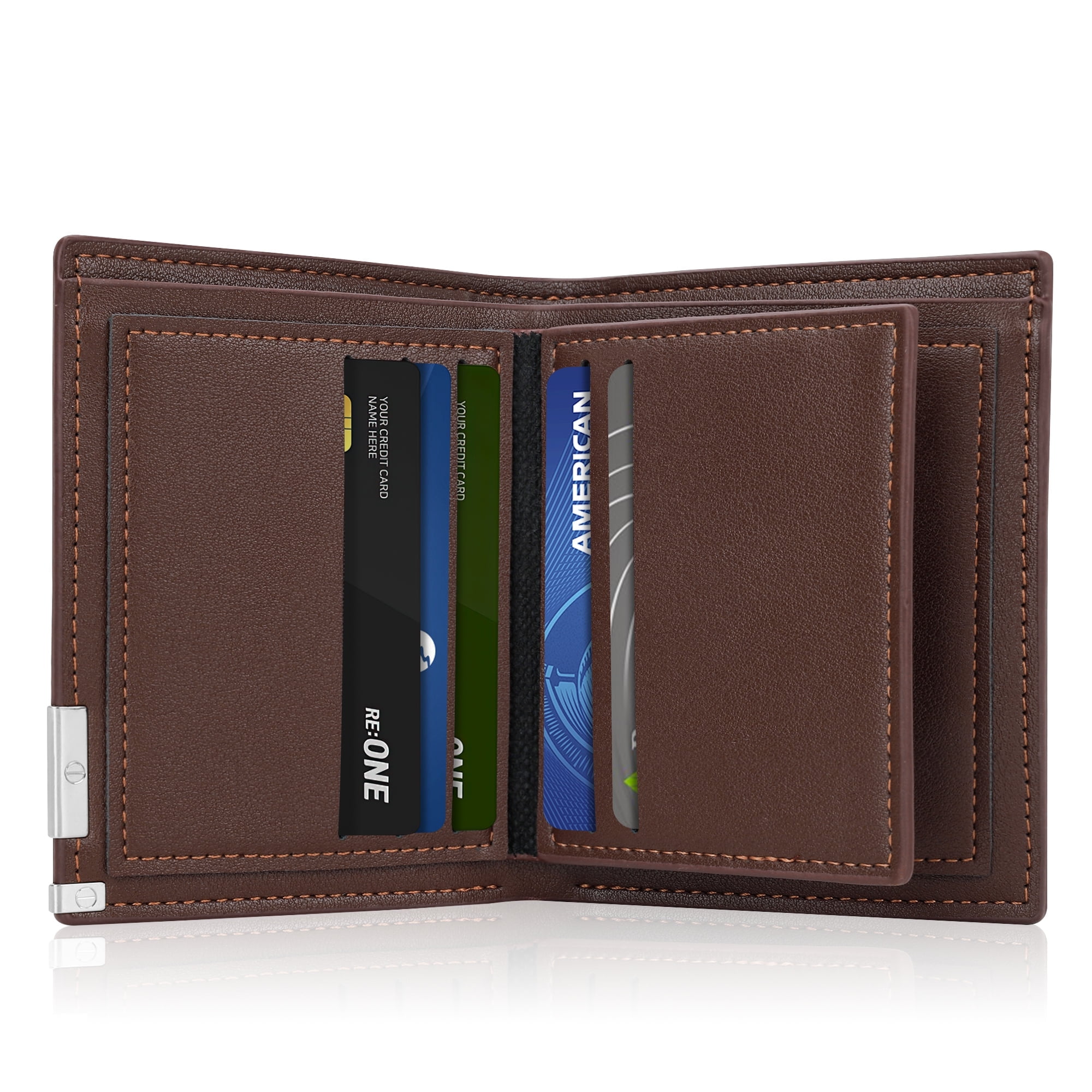Cshidworld Men's Full Grain Leather Wallet, Slim RFID Blocking Card ...
