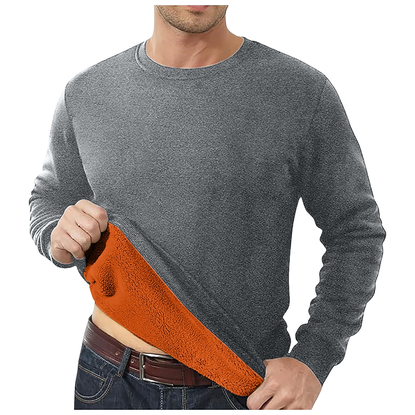 Men's Full Sherpa Lined Crewneck Sweatshirts Thermal Sweatshirts ...