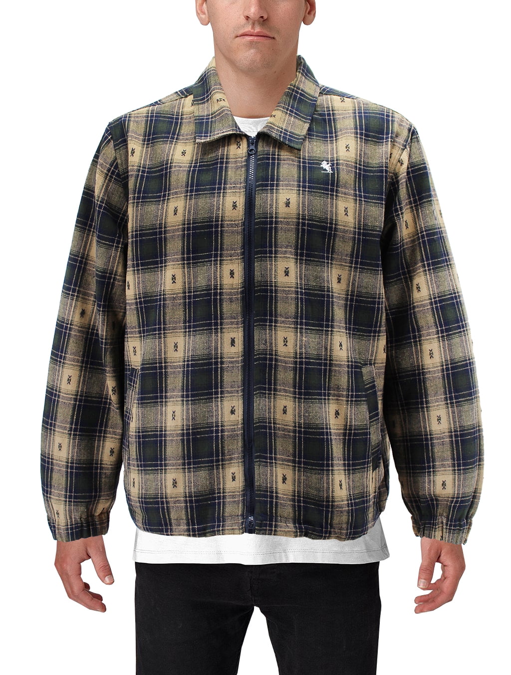 Men’s Full Zip Plaid Flannel Cotton Blend Lined Long Sleeve Jacket ...