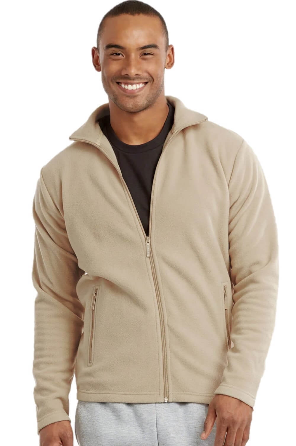 Men's Full-Zip Polar Fleece Jacket, Beige 2XL, 1 Count, 1 Pack ...