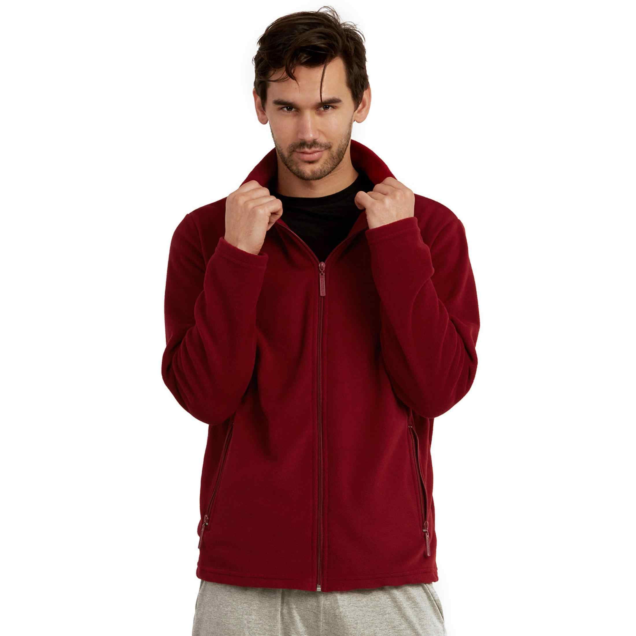 Men's Full-Zip Polar Fleece Jacket, Burgundy XL, 1 Count, 1 Pack ...