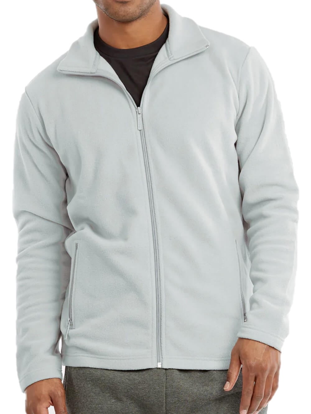 Men's Full-Zip Polar Fleece Jacket, Light Grey 3XL, 1 Count, 1 Pack ...