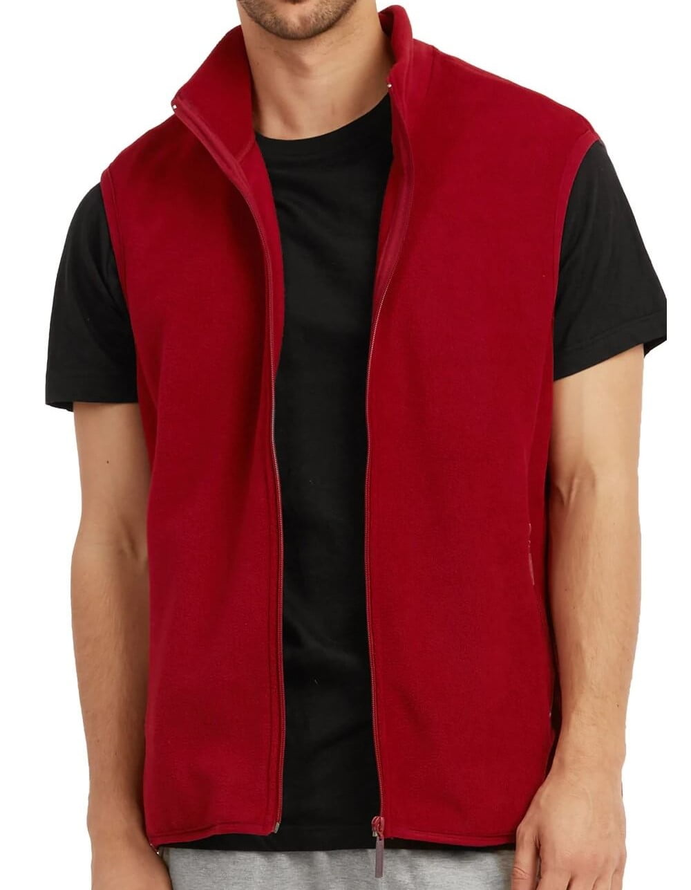Men's Full-Zip Polar Fleece Vest, Burgundy 2XL, 1 Count, 1 Pack ...
