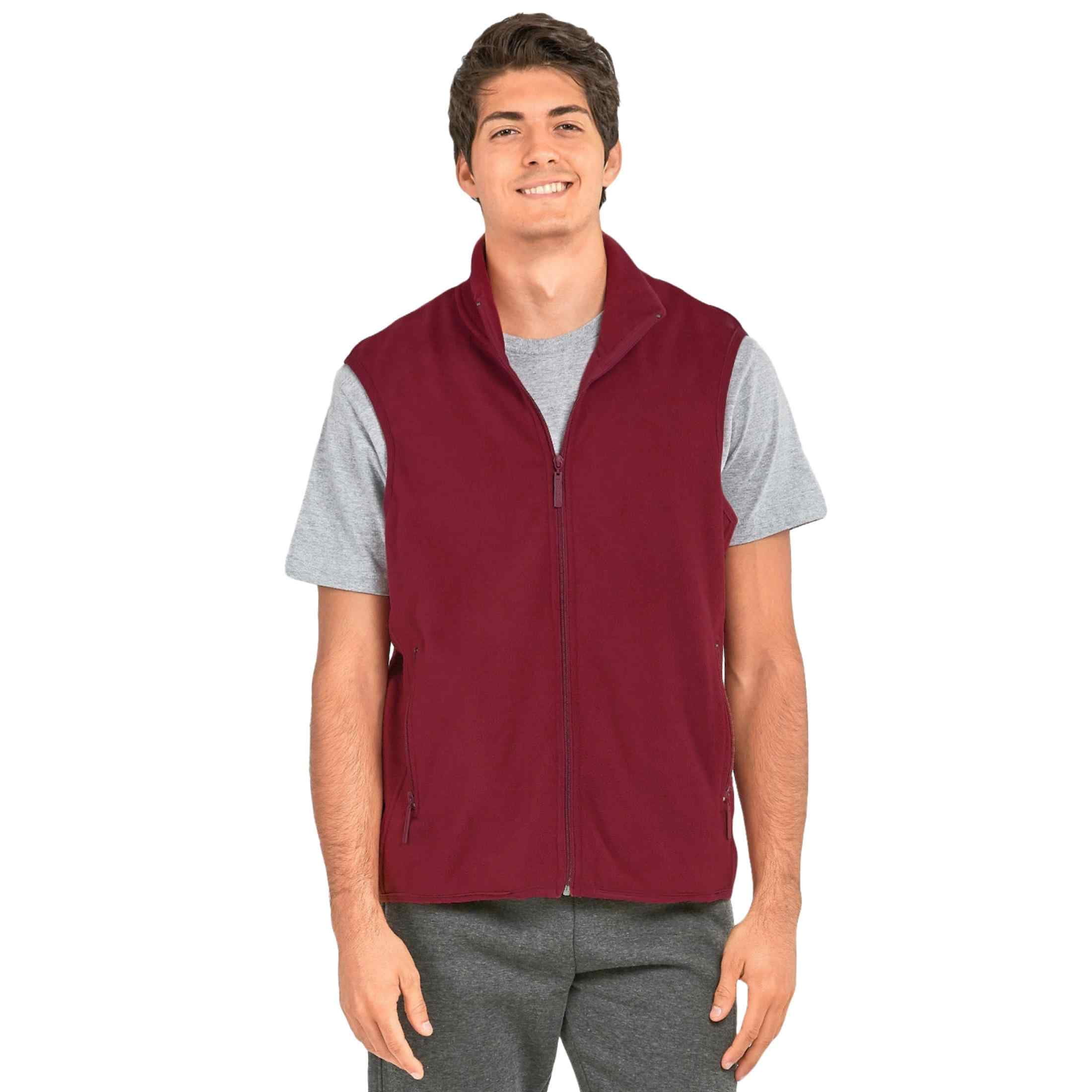 Walmart Men's Full-Zip Polar Fleece Vest, Burgundy XL, 100% Polyester ...