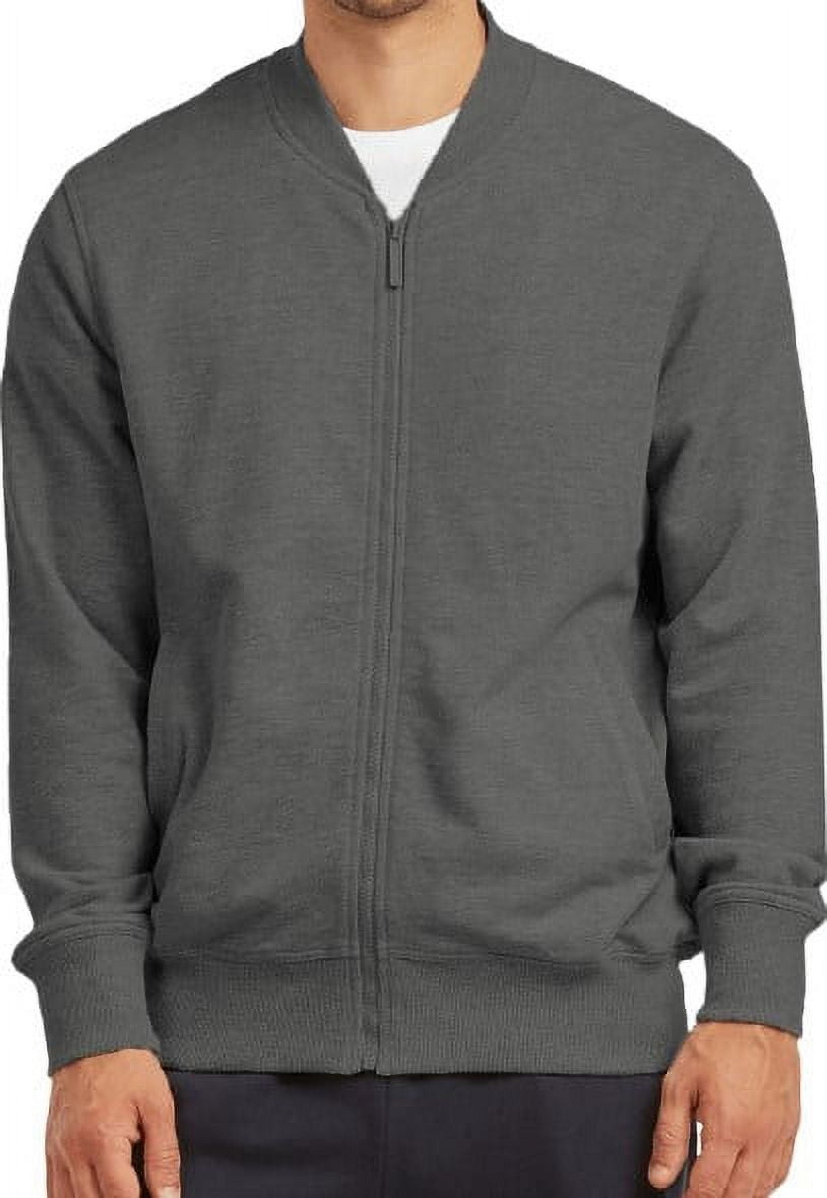 Men's Full-Zip TERRY Bomber Jacket, Charcoal Grey L - Walmart.com